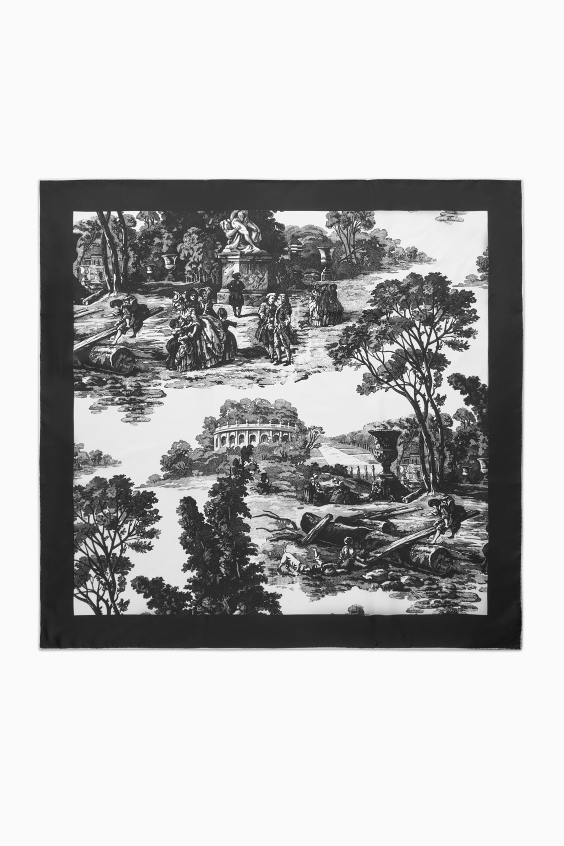 COS French Toile Silk Neck Scarf in BLACK / WHITE / PRINTED | endource