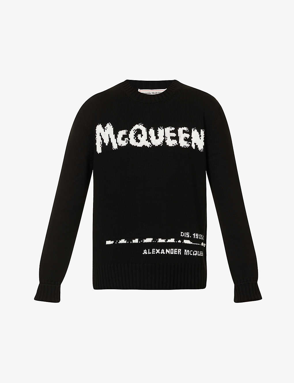 ALEXANDER MCQUEEN Graffiti Graphic-Print Cotton-Knit Jumper in BLACK ...