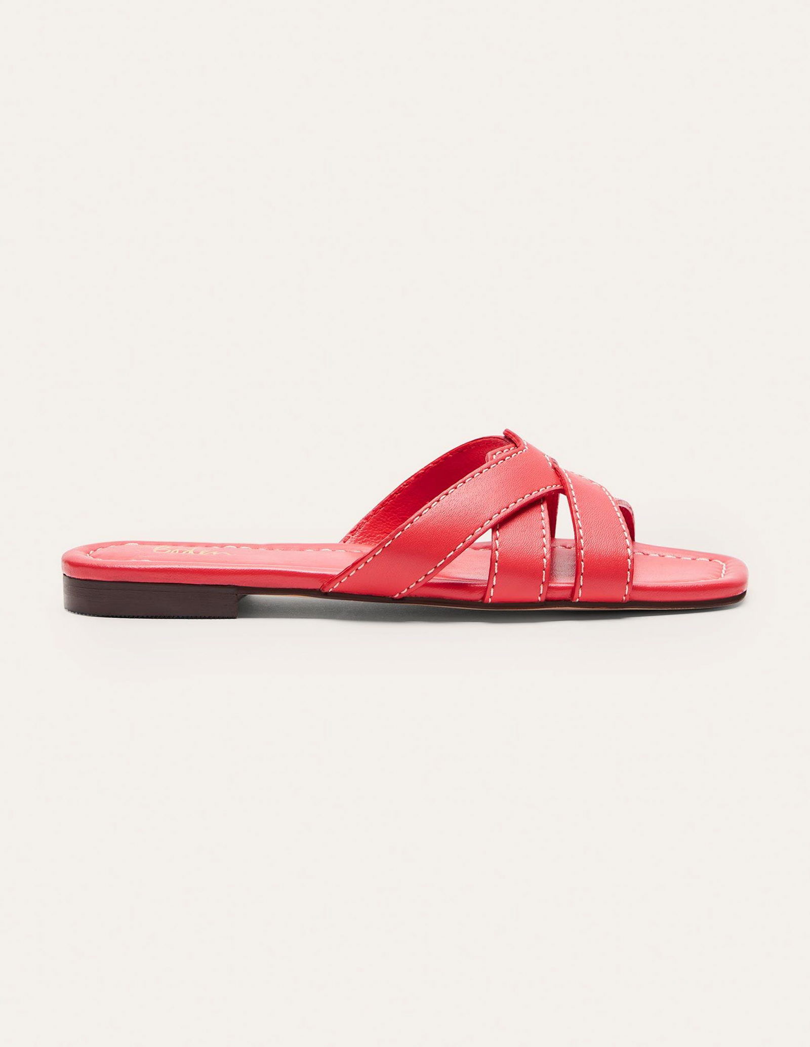 BODEN Geometric Flat Slides in Bright Poppy | endource