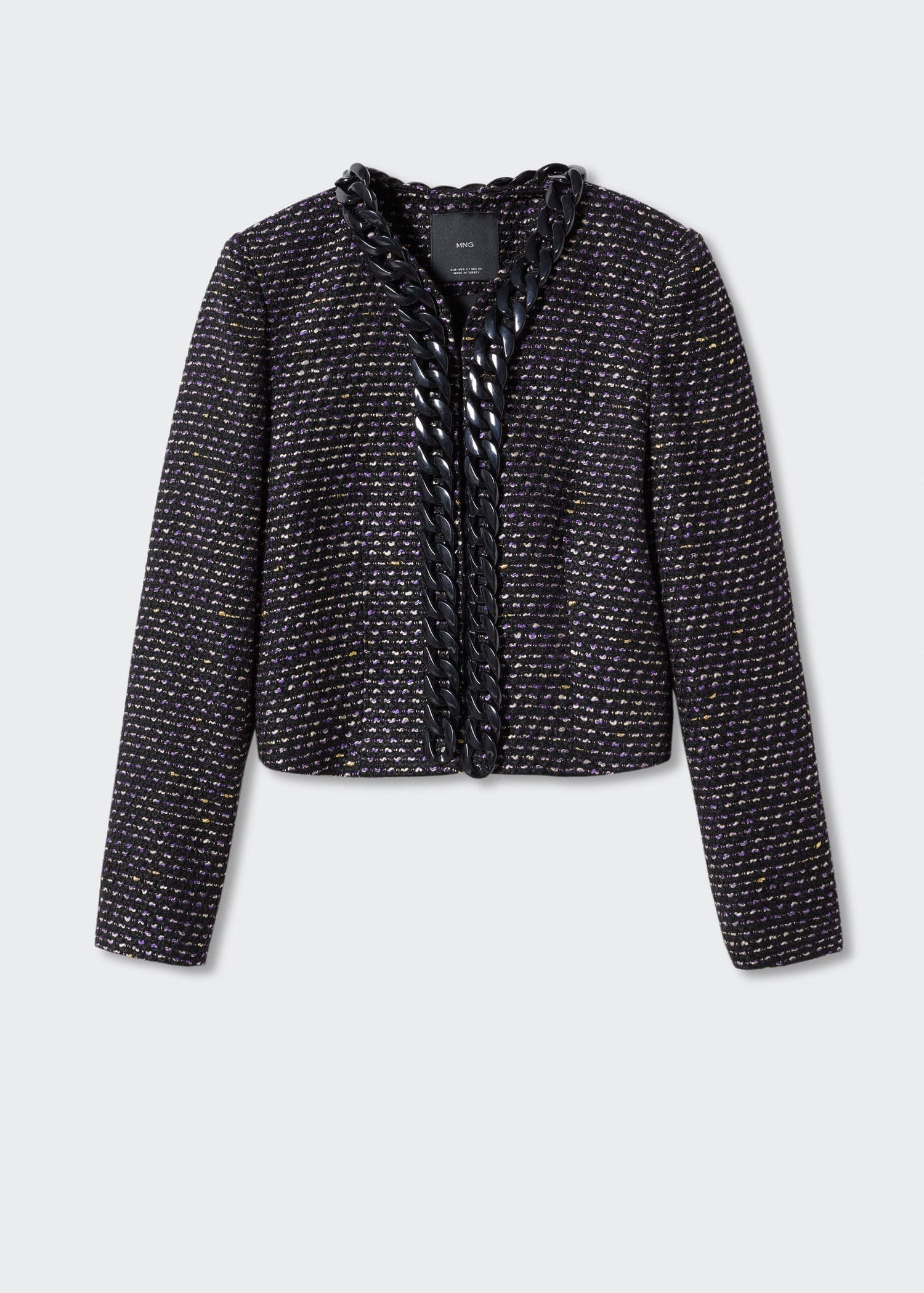 MANGO Tweed Chain Jacket in Lilac | endource