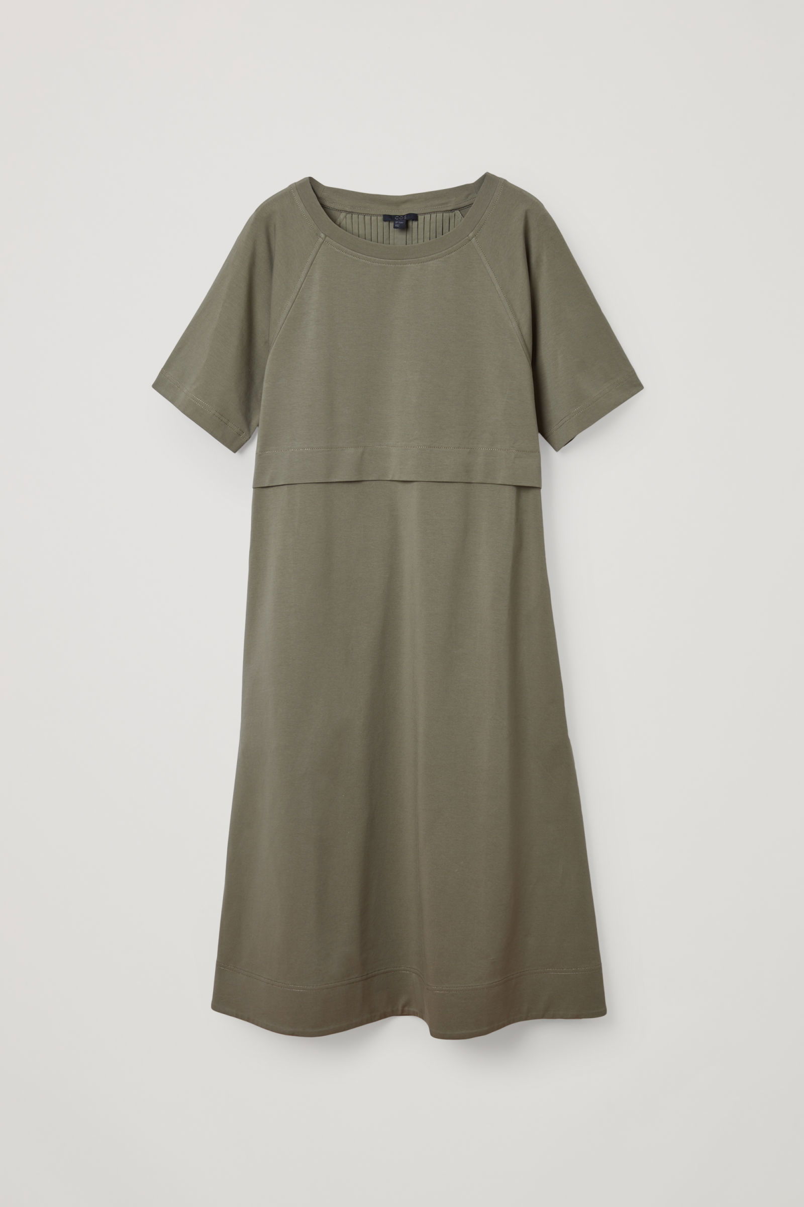 COS Cotton Dress With Pleated Detail in Khaki | endource