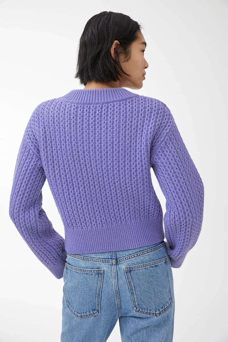 ARKET Cropped Wool Blend Jumper in Lilac | Endource