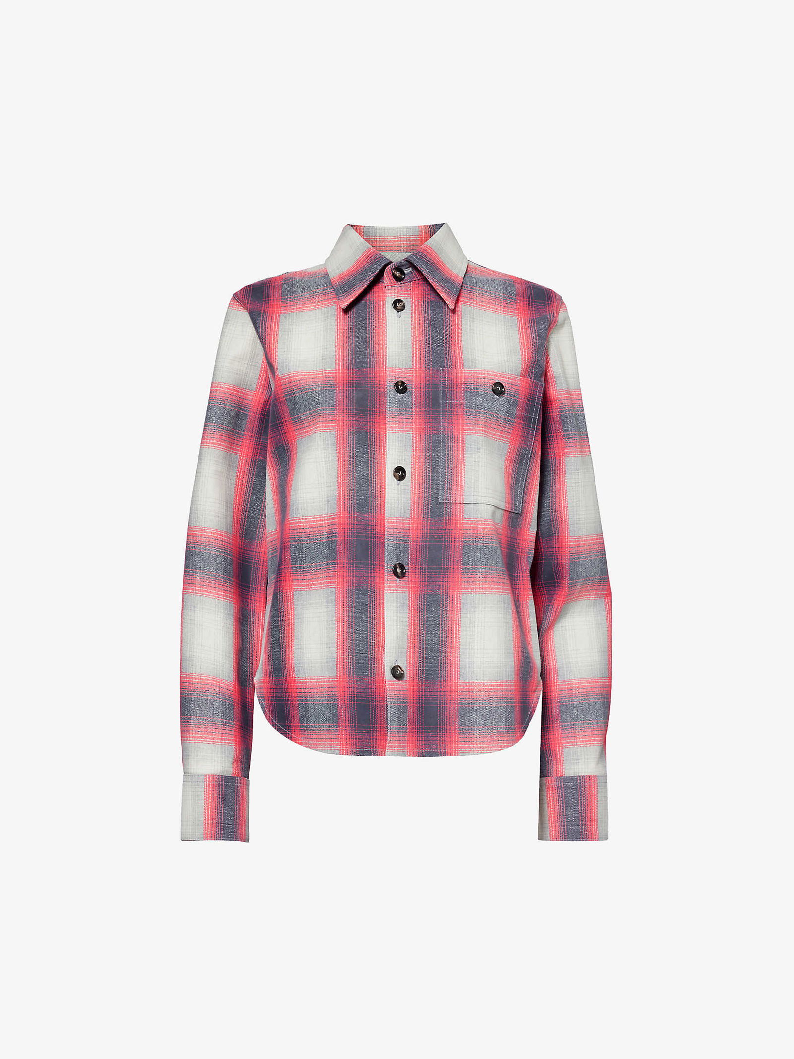BOTTEGA VENETA Check-Pattern Nubuck-Leather Shirt in Grey Red Black ...