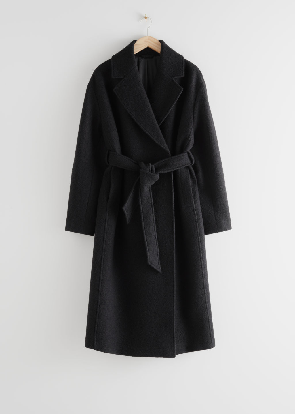 & OTHER STORIES Voluminous Belted Wool Coat in Black | endource