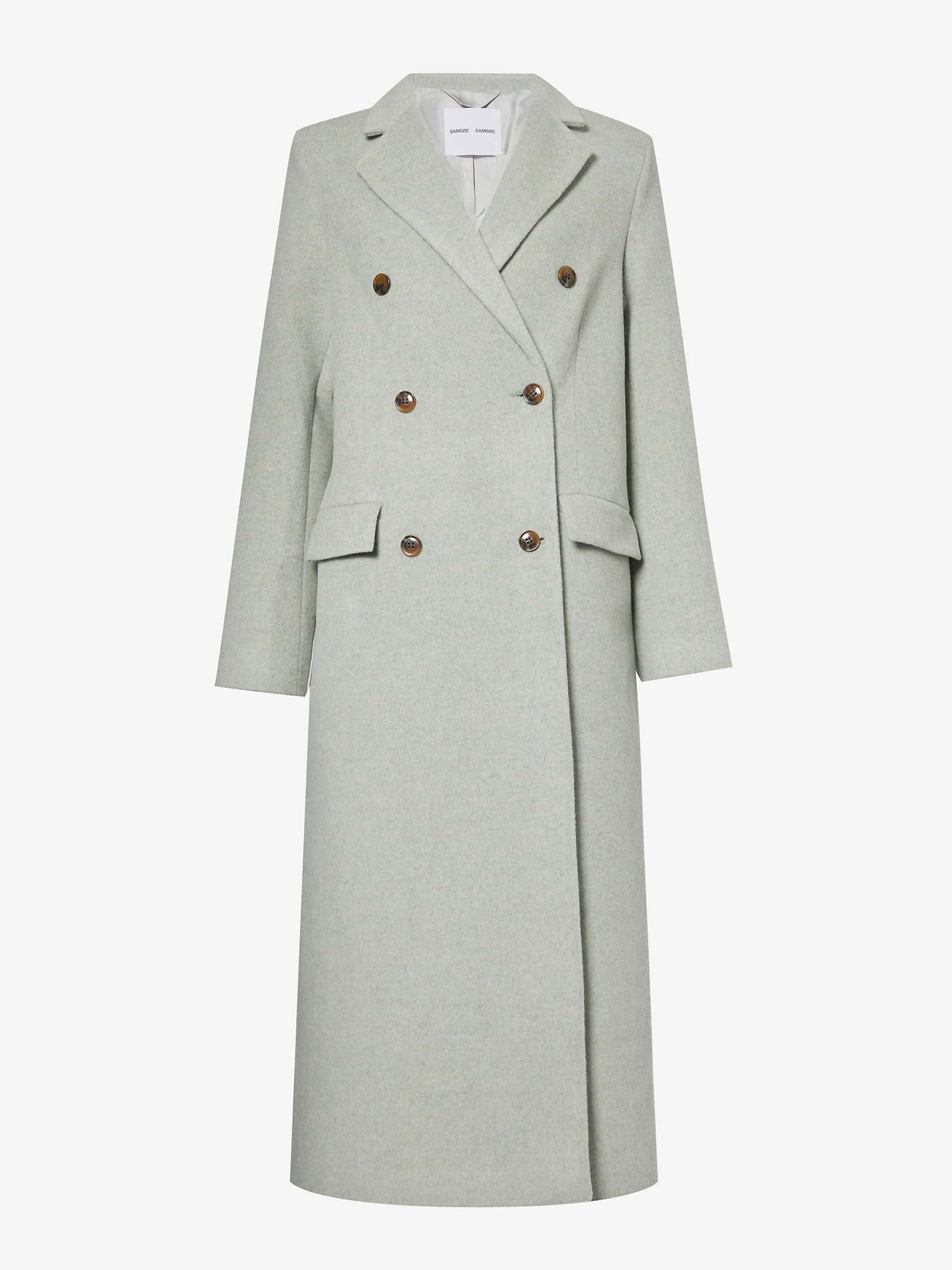 SAMSØE Φ SAMSØE Falcon Double-Breasted Recycled Wool Coat in MISTY BLUE ...