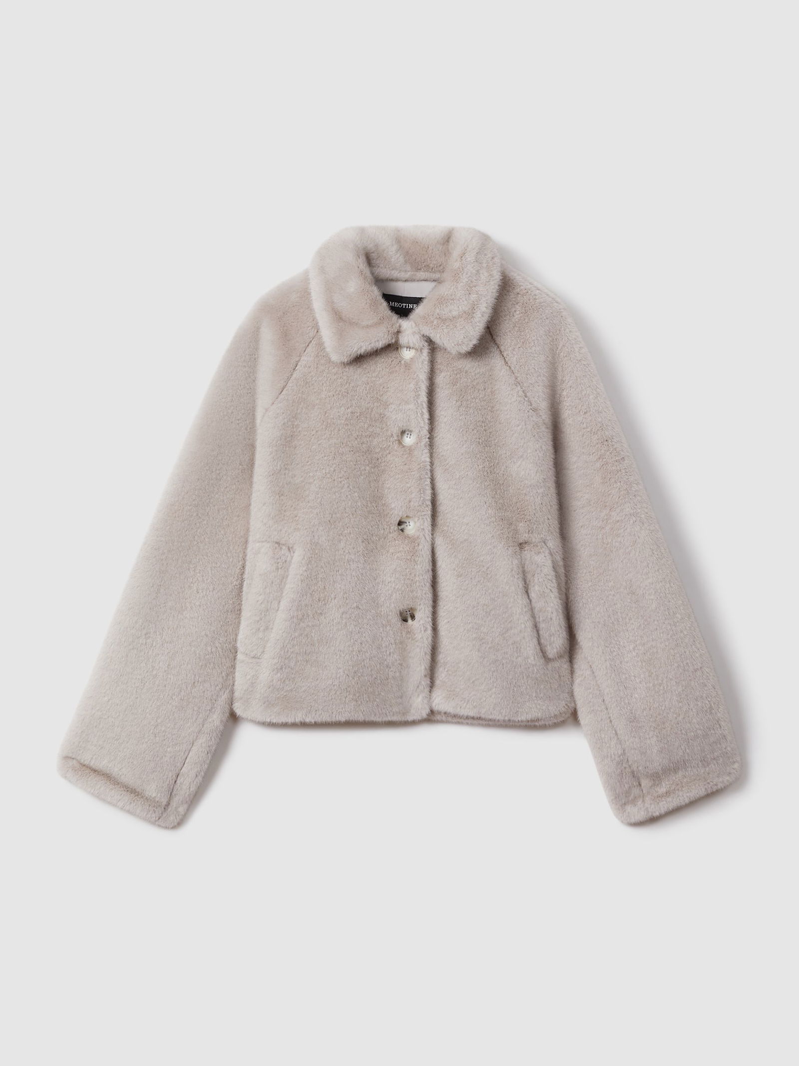 MEOTINE Faux Fur Jacket in Light Grey | endource
