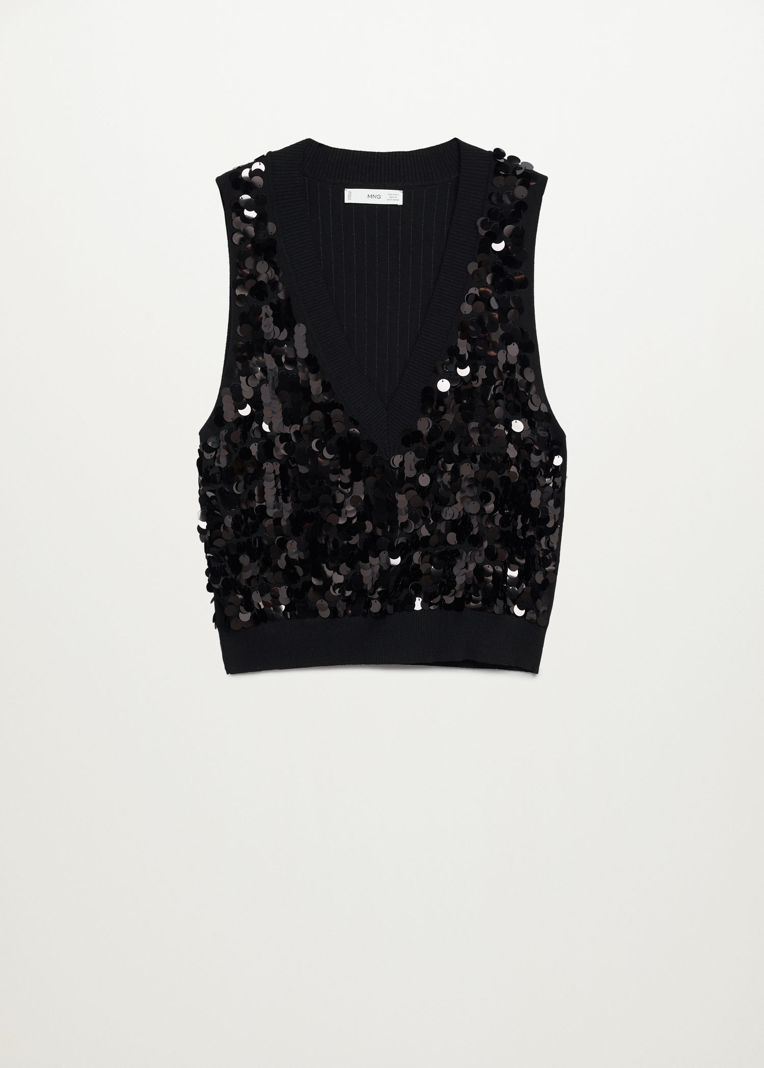 MANGO Sequin Top in Black | endource