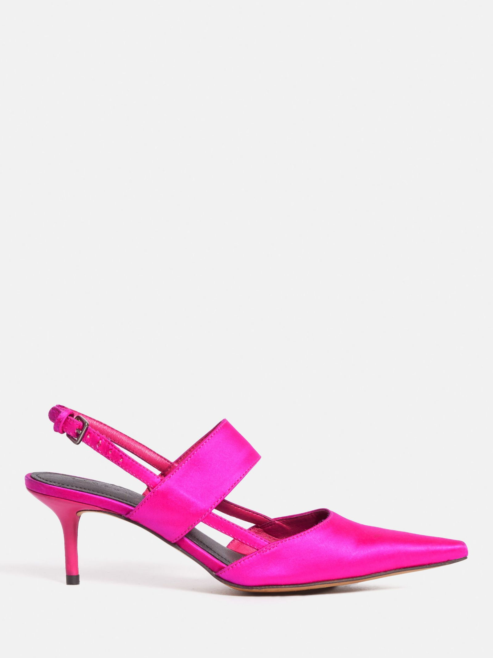 JIGSAW Russo Satin Kitten Heel Slingback Court Shoes in Pink | Endource