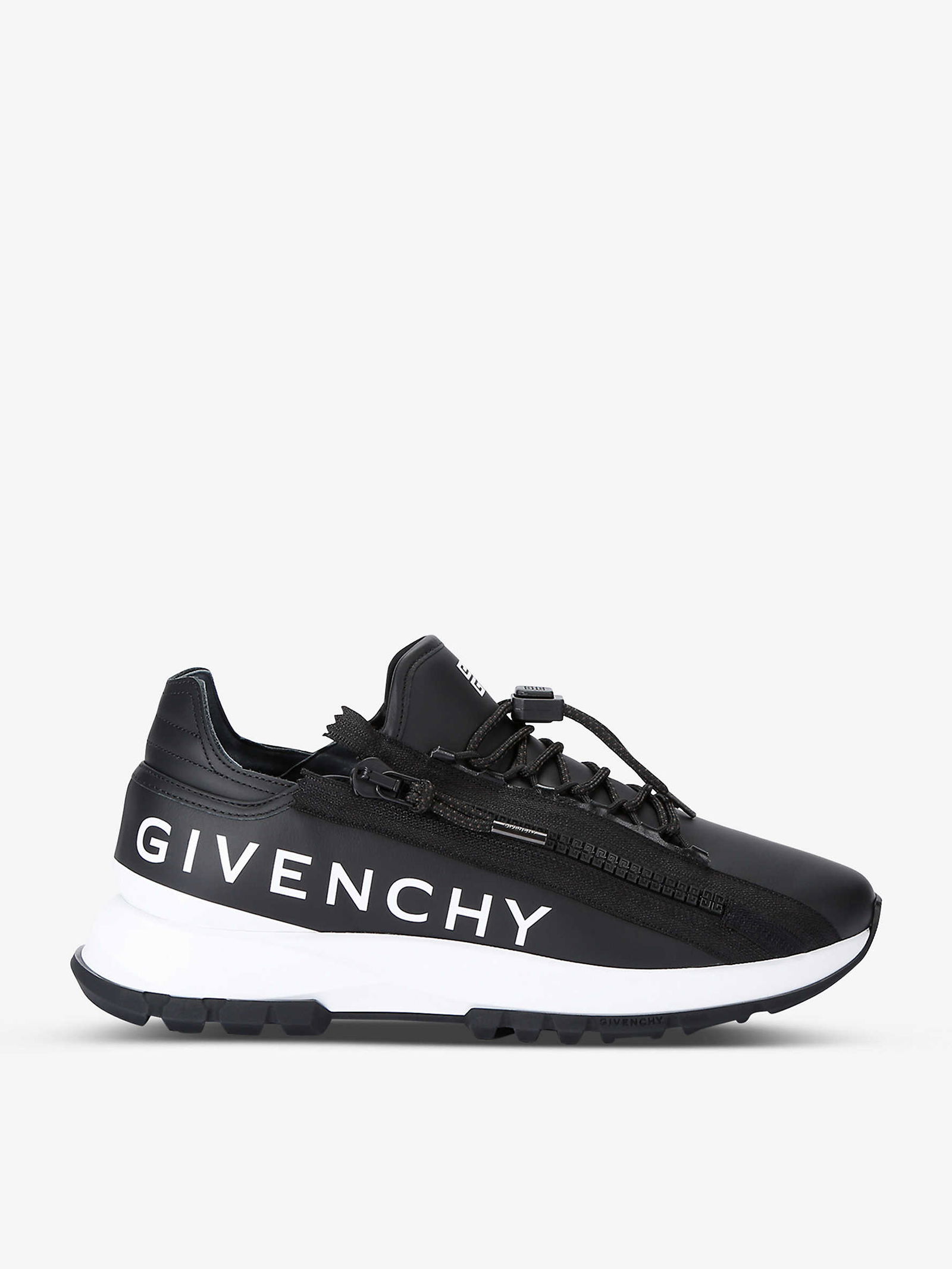 GIVENCHY Spectre Zipped Leather Low-Top Trainers in BLK/WHITE | endource