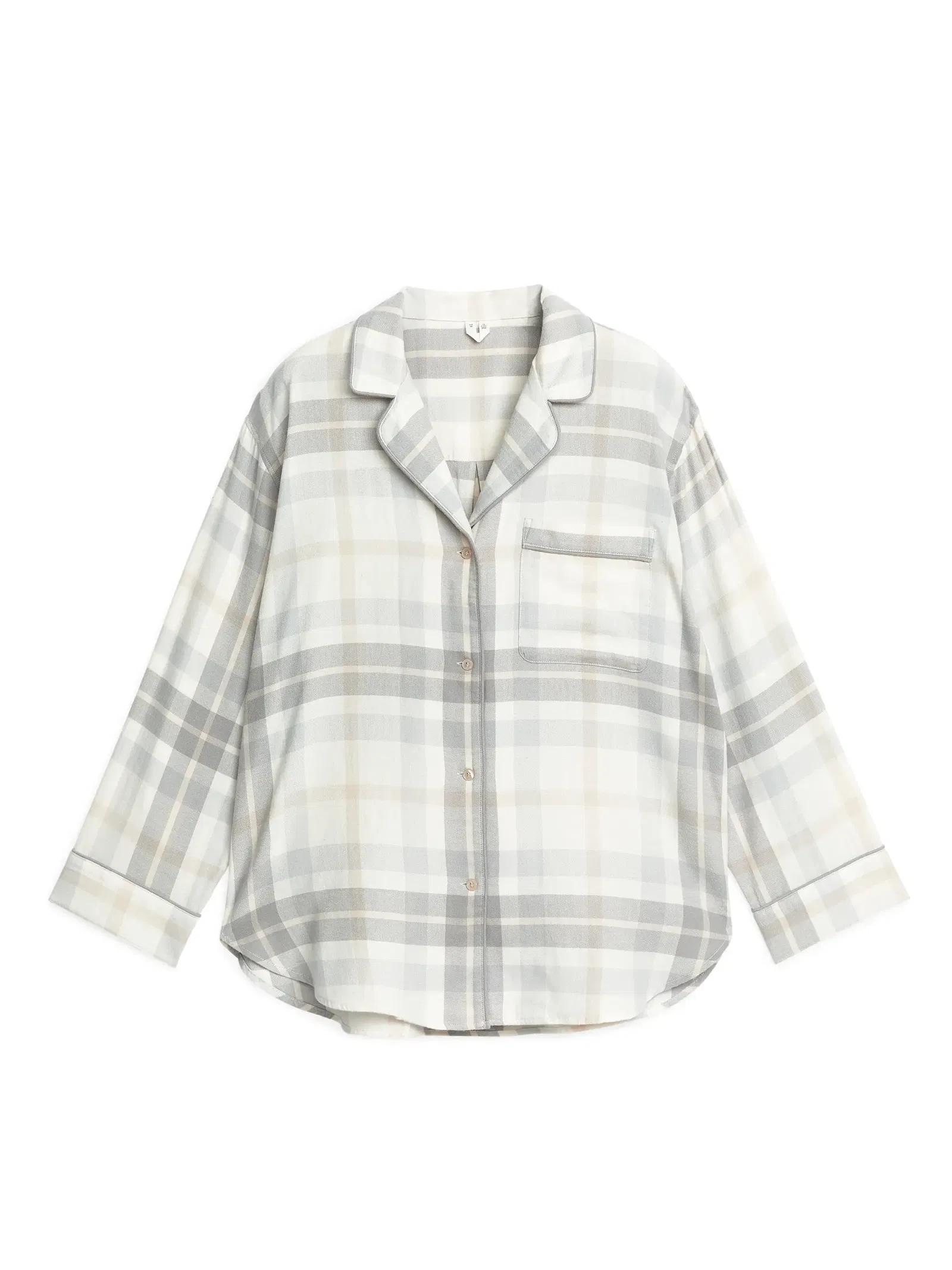 ARKET Flannel Pyjama Shirt in Grey/Off White | endource