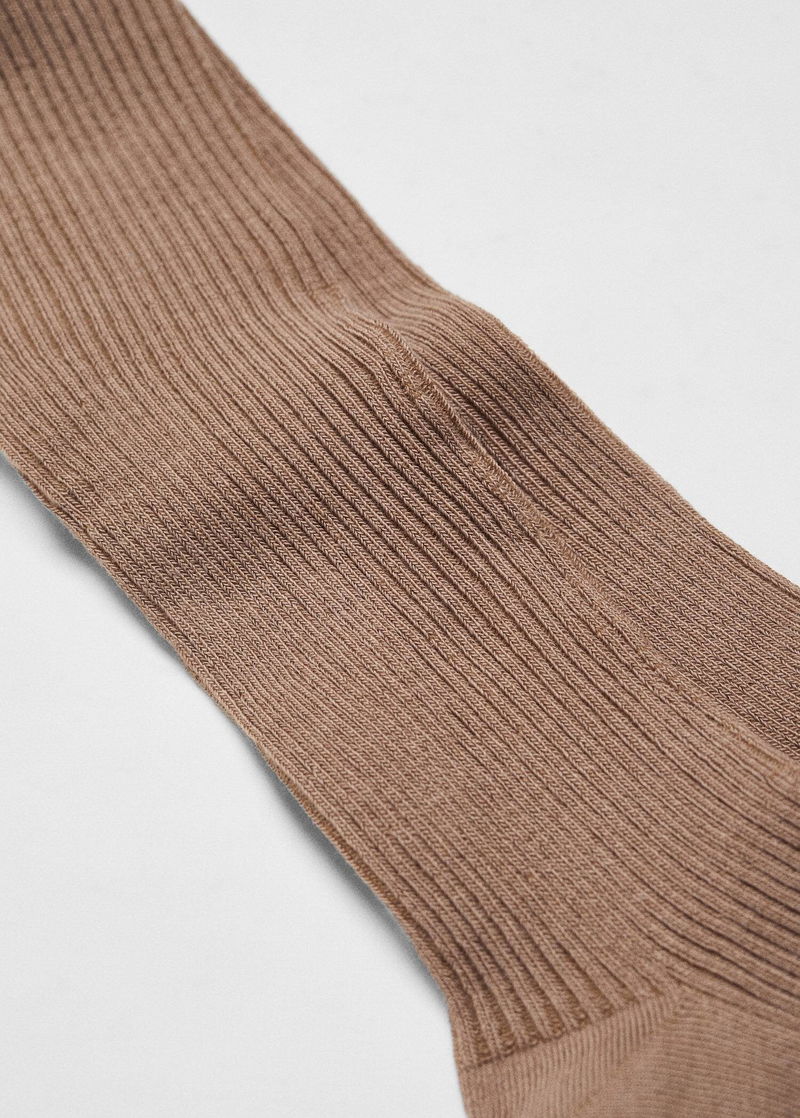 MANGO Ribbed Tights in Medium Brown | endource