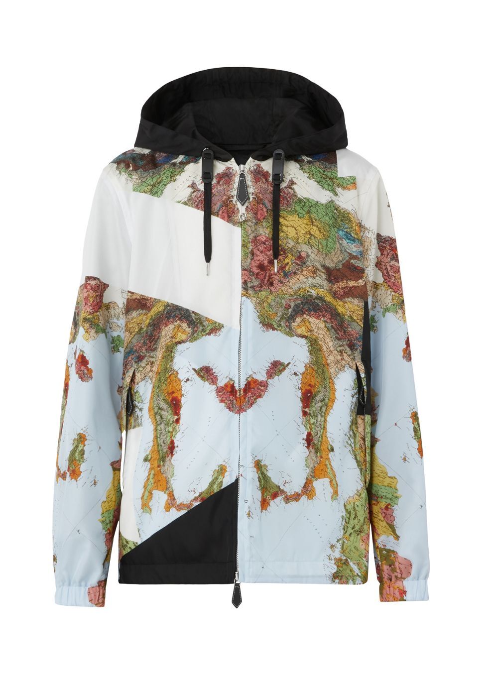 BURBERRY Map Print Nylon Hooded Jacket | endource