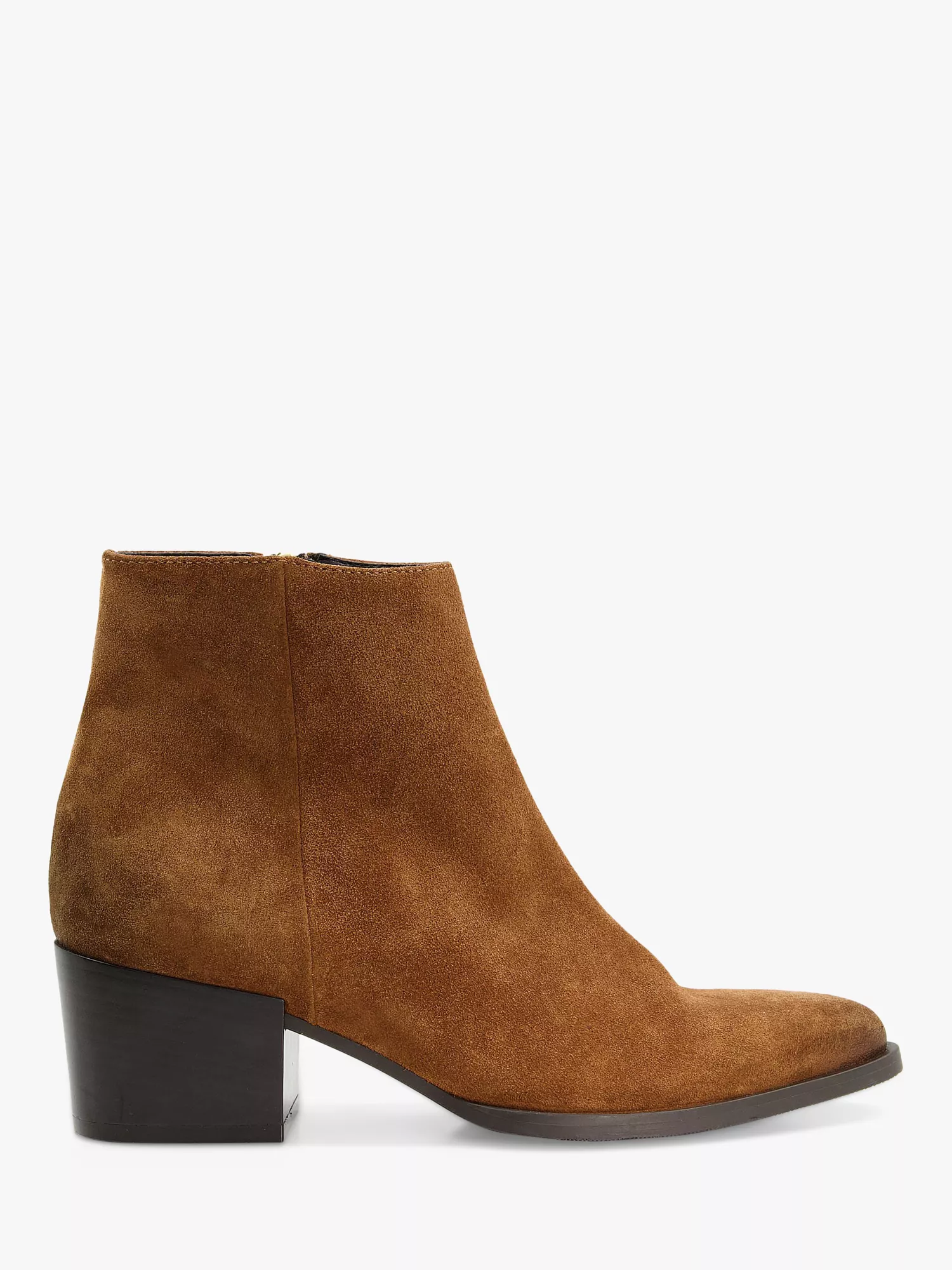 DUNE Patten Block Heel Suede Ankle Boots in Tan | Endource
