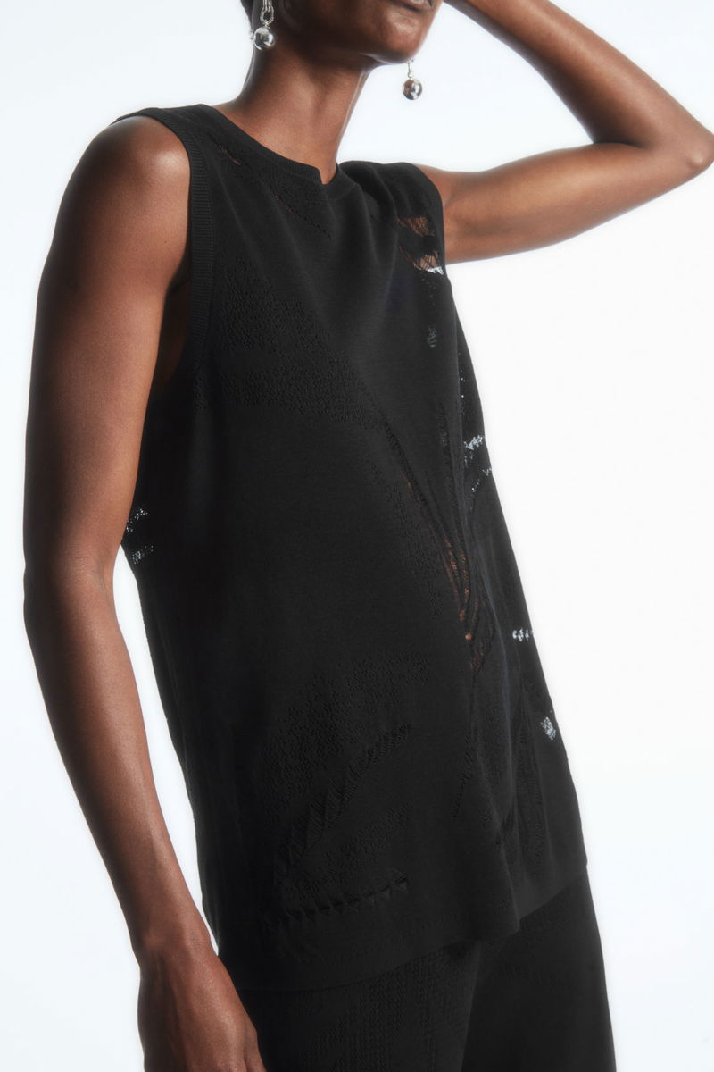 COS Botanical Knitted Vest in BLACK | endource