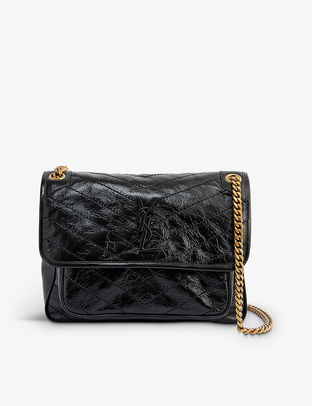 SAINT LAURENT Niki Brand-Plaque Medium Leather Shoulder Bag in NERO ...