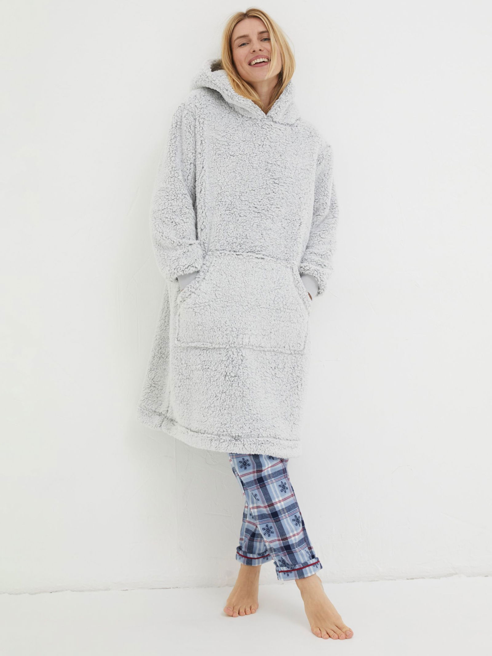 FATFACE Carrie Fluffy Snuggle Hoodie in Grey Marl | Endource
