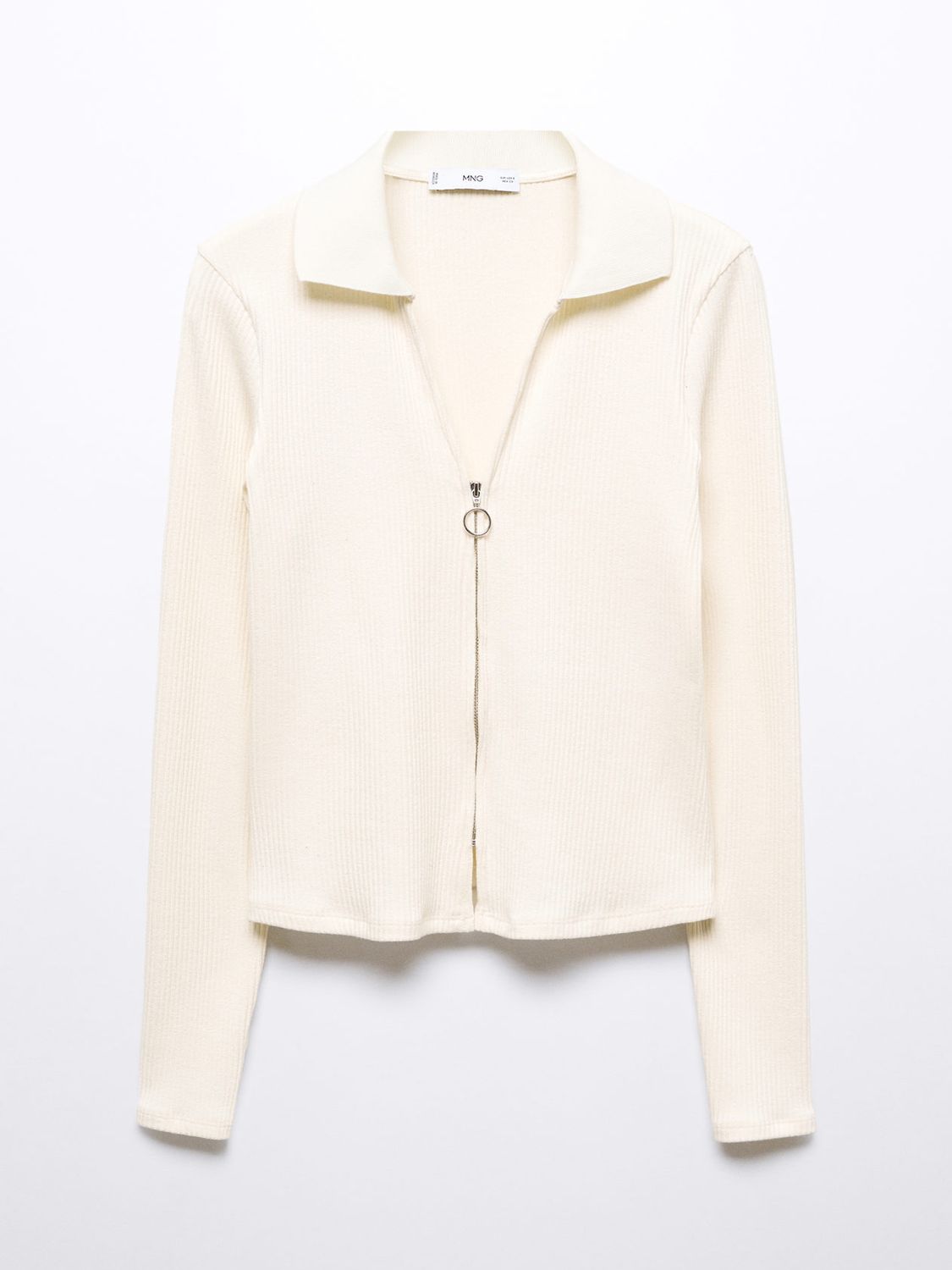 MANGO Dennis Zip Closure Top in Light Beige | endource