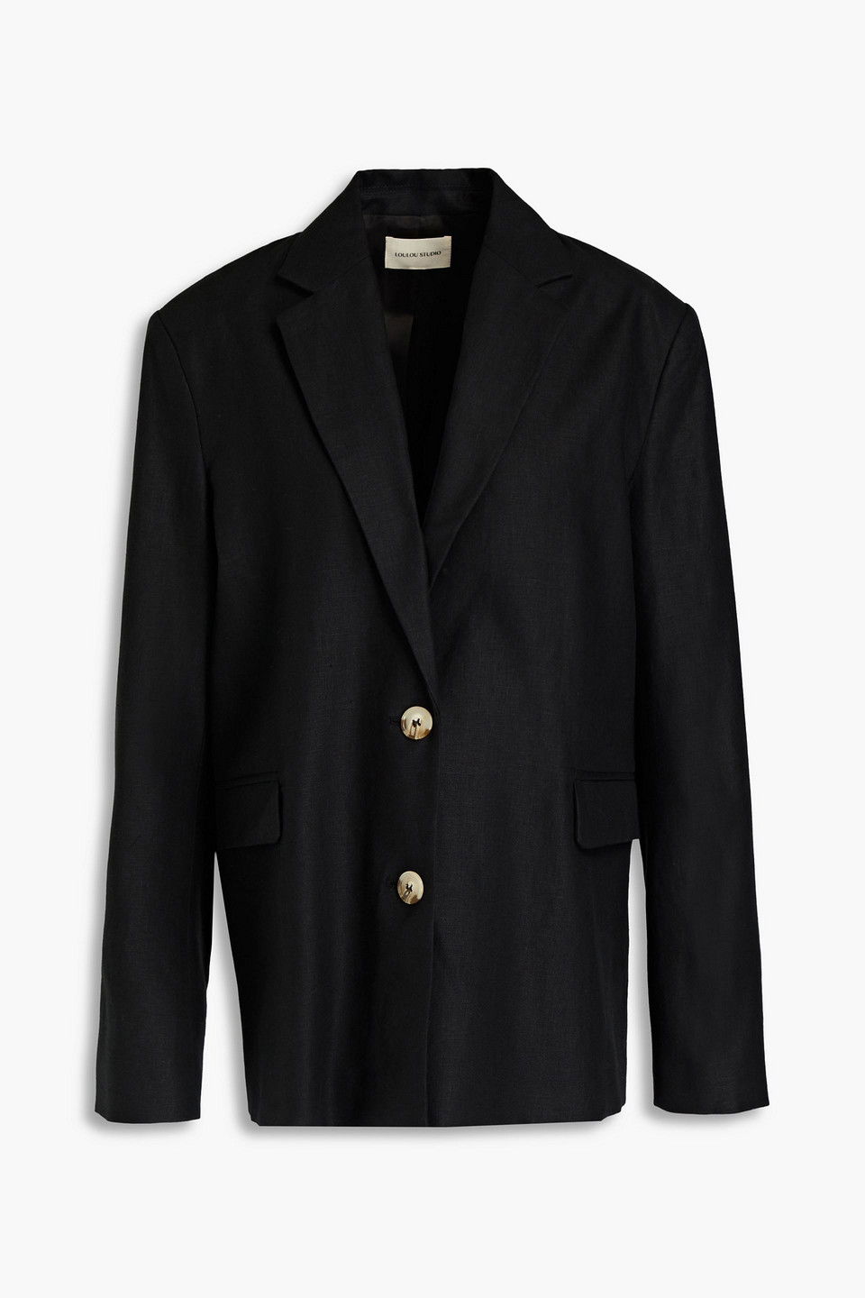 LOULOU STUDIO Bambo Linen Blazer in Black | endource