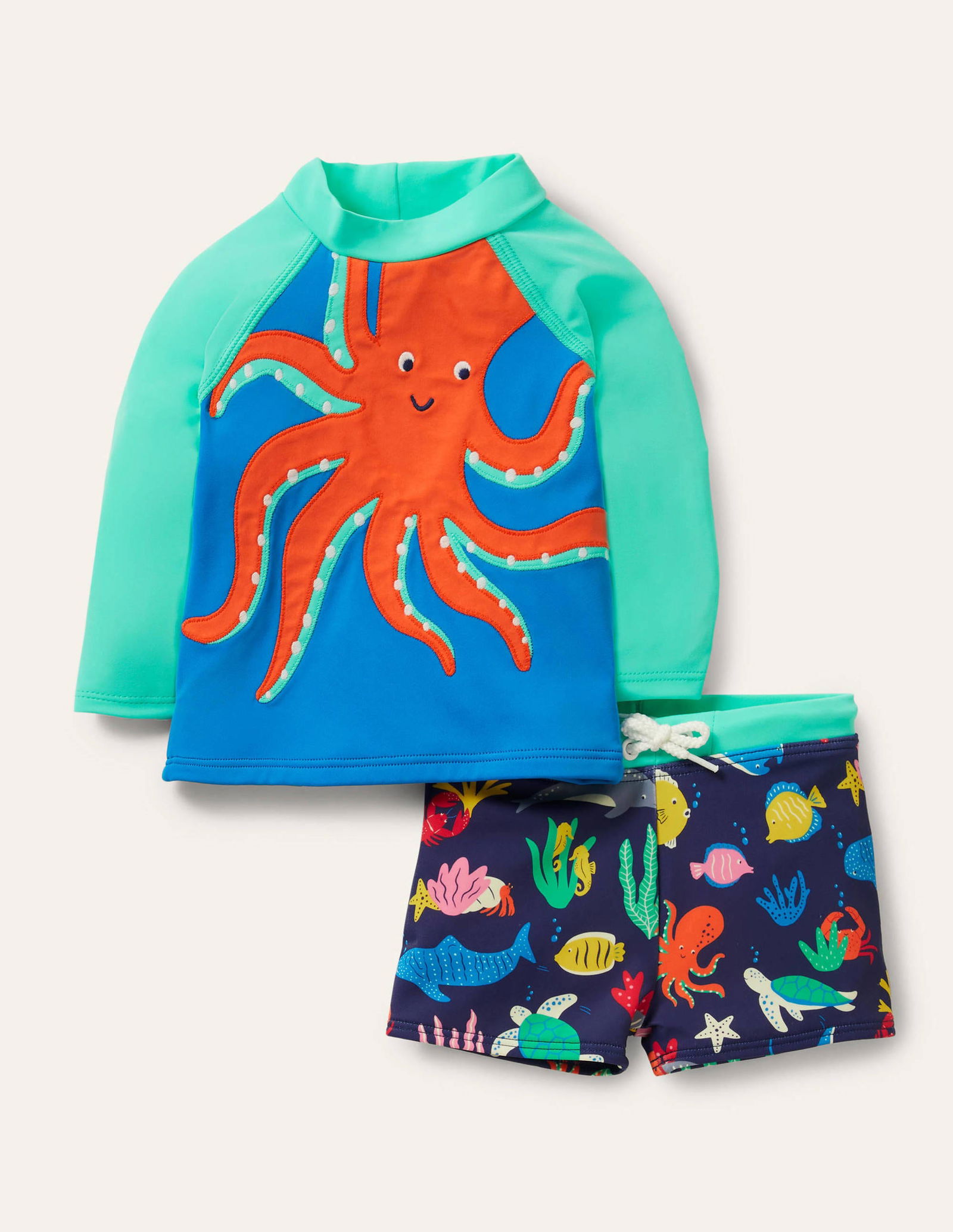 BODEN Rash Vest Set in Tropical Green Octopus | endource