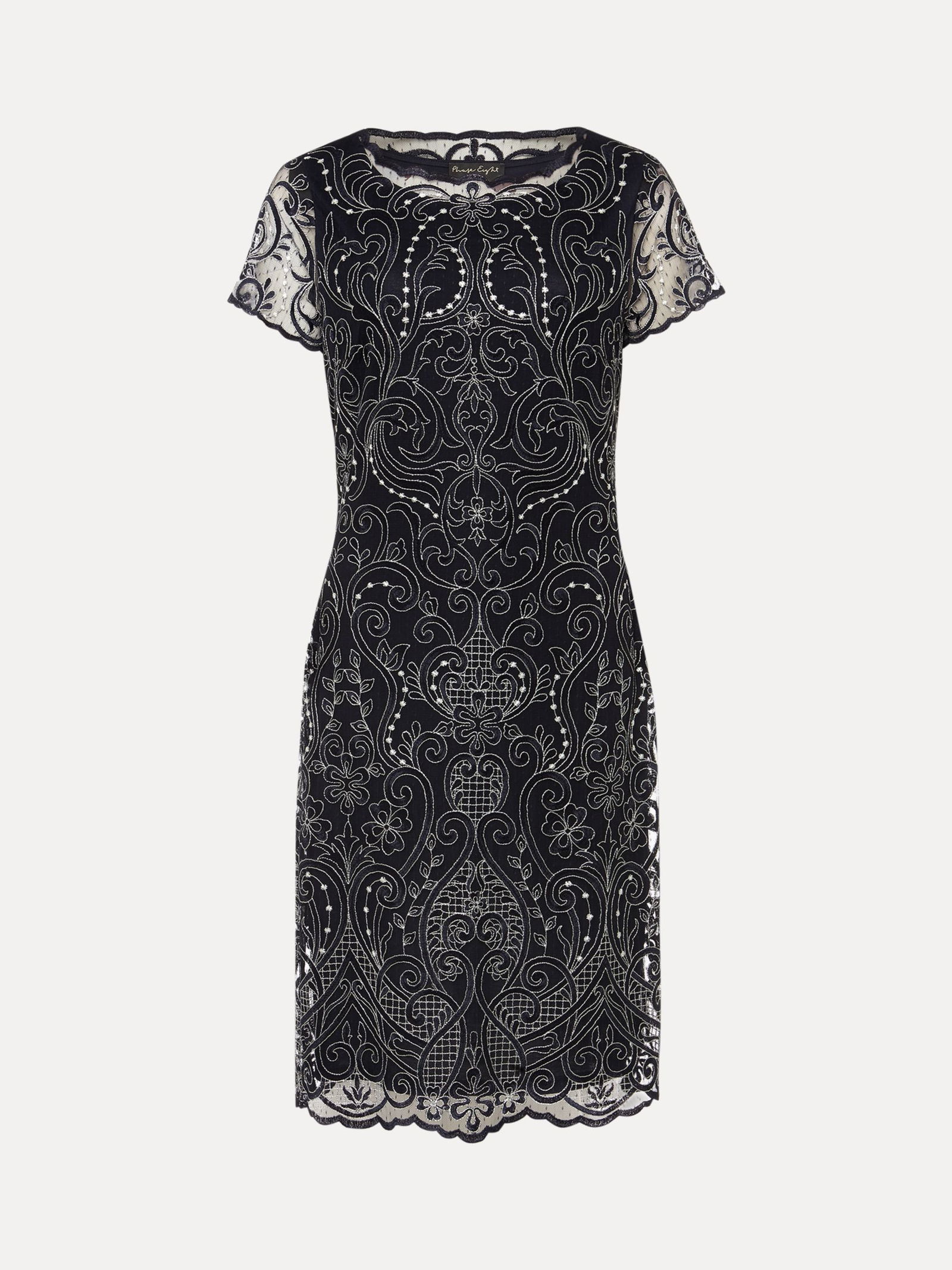 PHASE EIGHT Esme Embroidered Dress in Navy/Ivory | endource