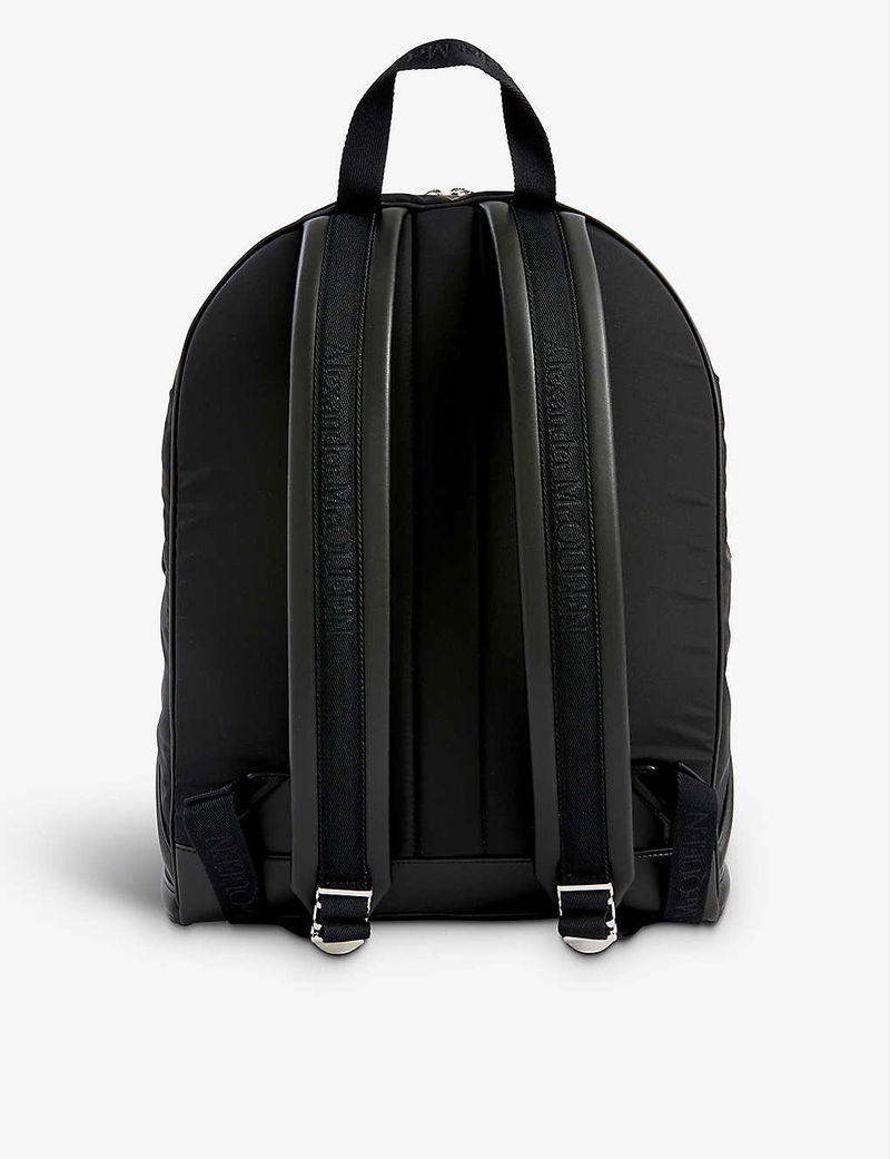 ALEXANDER MCQUEEN Logo-Print Shell Backpack in BLACK | Endource