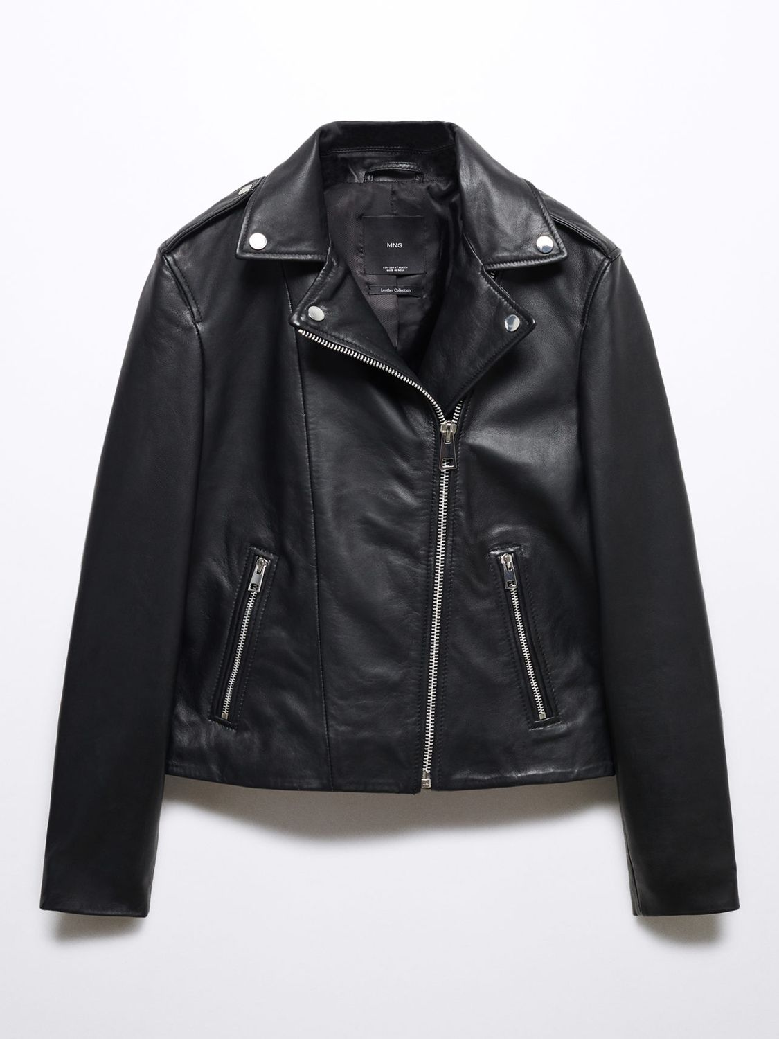 MANGO Perfect Leather Biker Jacket in Black | endource