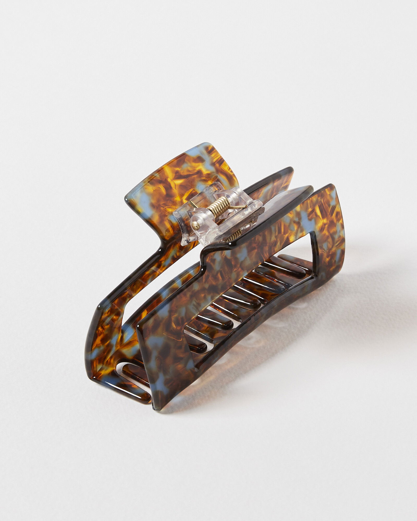 OLIVER BONAS Mabel Marble Rectangular Hair Claw Clip in Brown | endource