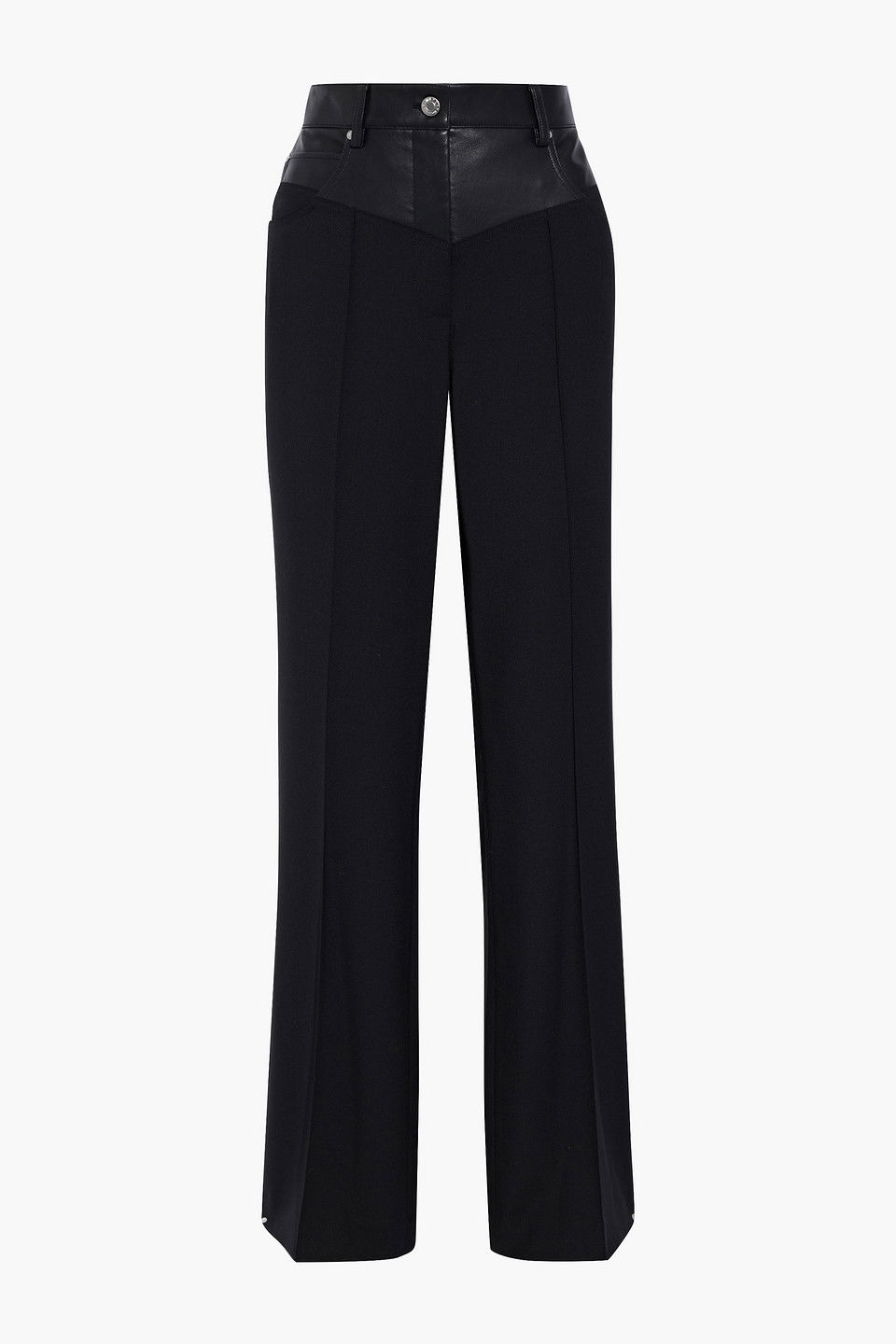 HELMUT LANG Garter Leather-Paneled Twill Straight-Leg Pants in Black ...