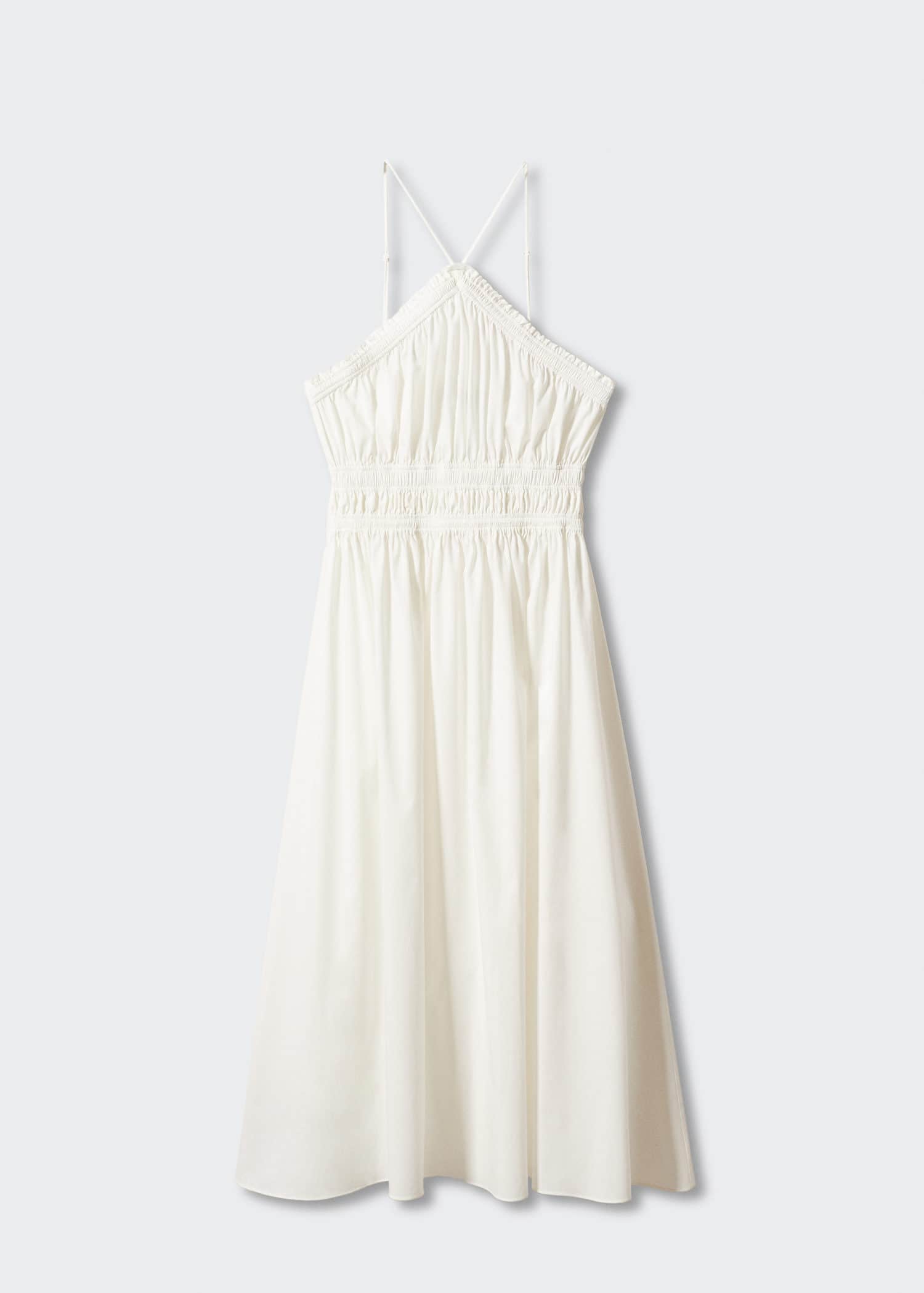 MANGO Halter Dress With Ruffled Details in Off White | Endource