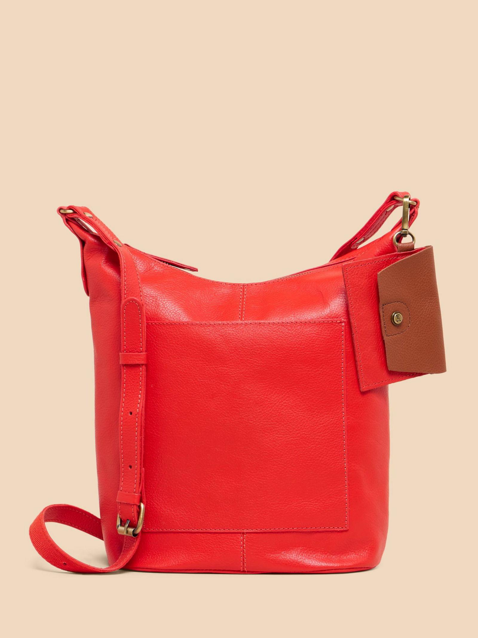 WHITE STUFF Mini Fern Leather Crossbody Bag in Mid Orange | endource