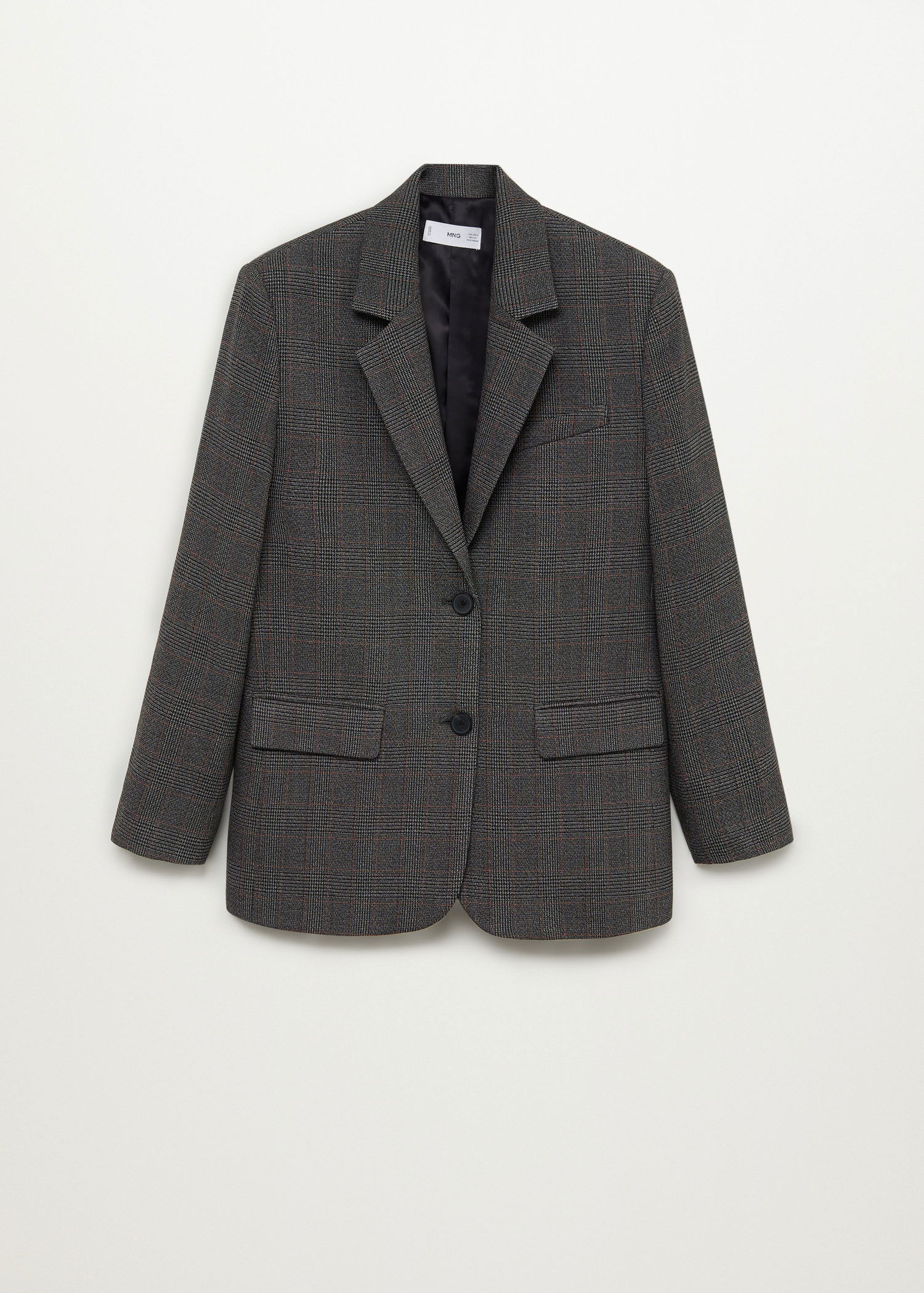 MANGO Check Suit Blazer in Grey | Endource