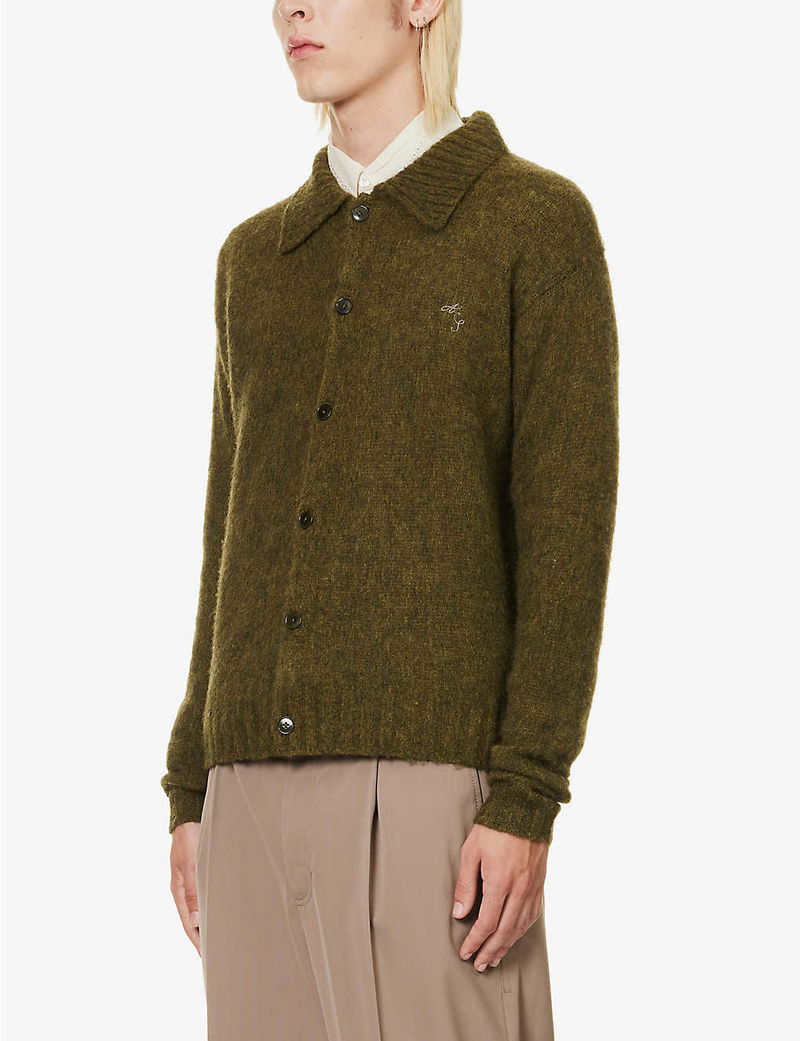 ACNE STUDIOS Kabriel Fuzzy-Knit Regular-Fit Wool-Knit Cardigan in DARK ...