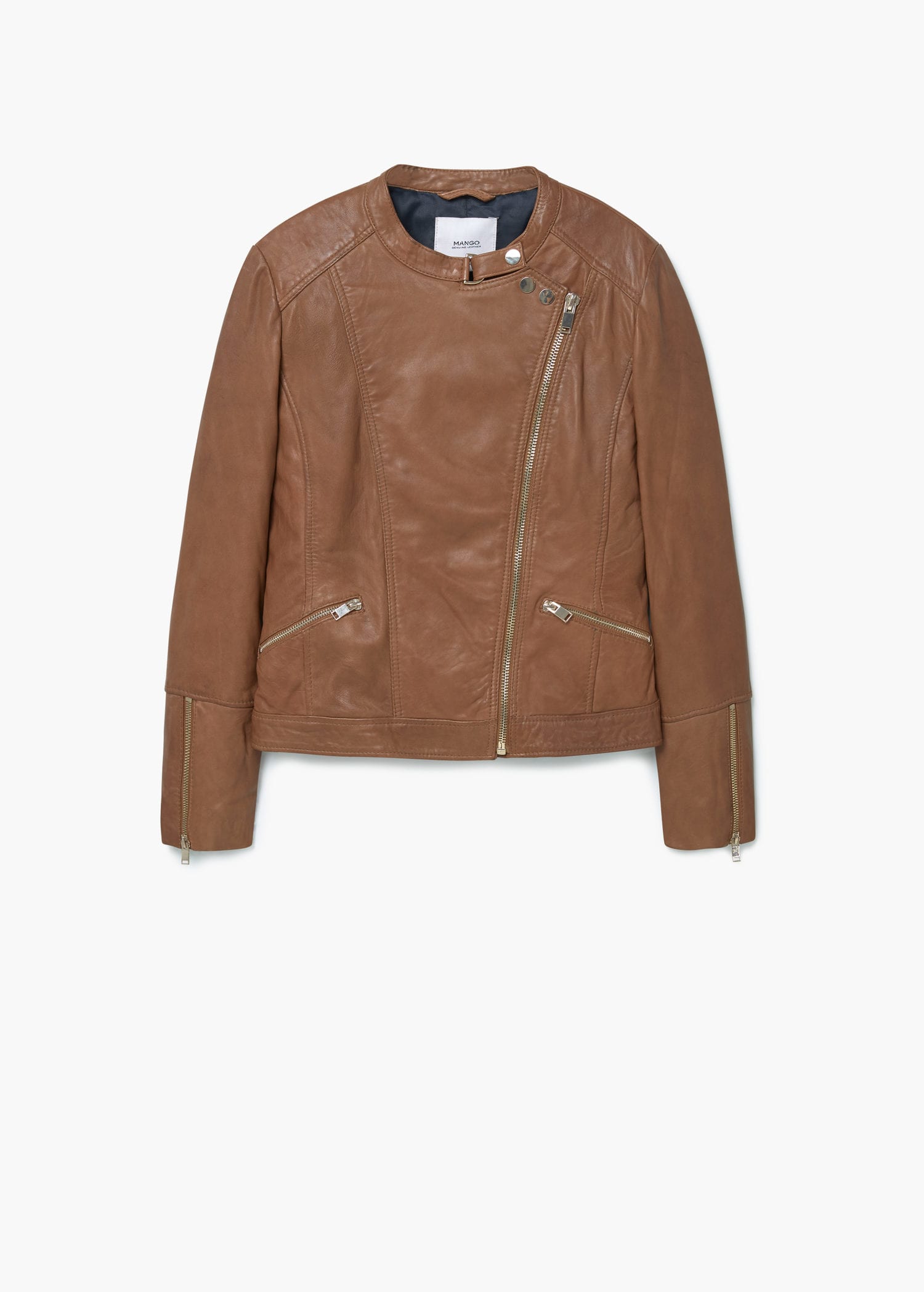MANGO Zip Leather Jacket | Endource