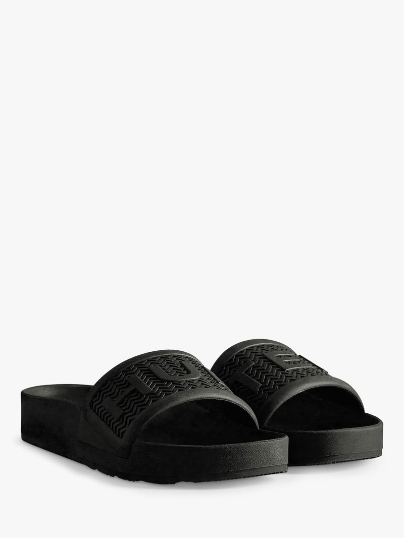 HUNTER Bloom Algae Foam Sliders in Black | Endource