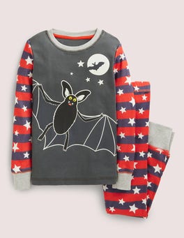 BODEN Grey Bat Glow-In-The-Dark Halloween Pyjamas in Smoke Grey Bat ...