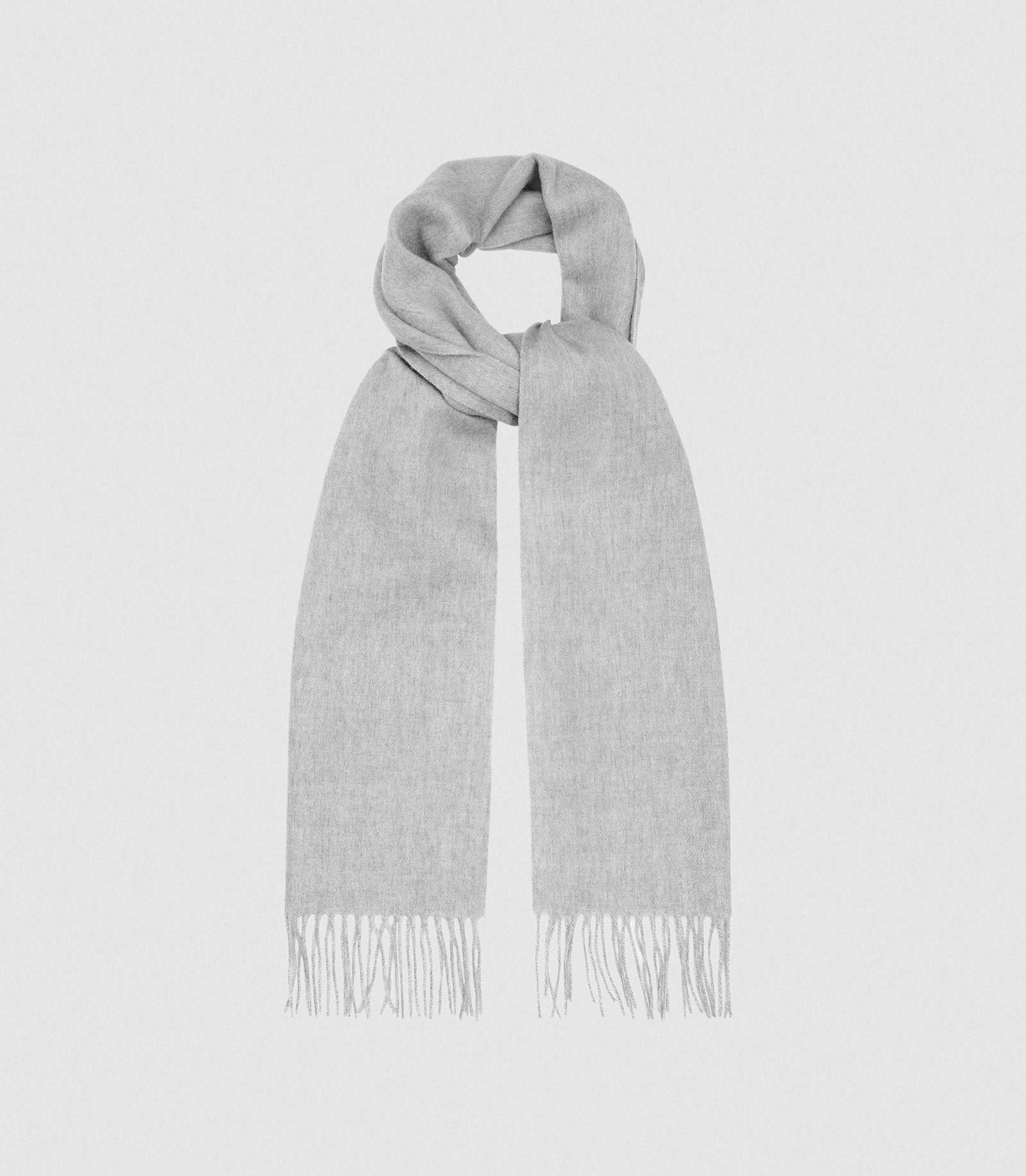 REISS Ashton Lambswool Cashmere Blend Scarf in Soft Grey | endource
