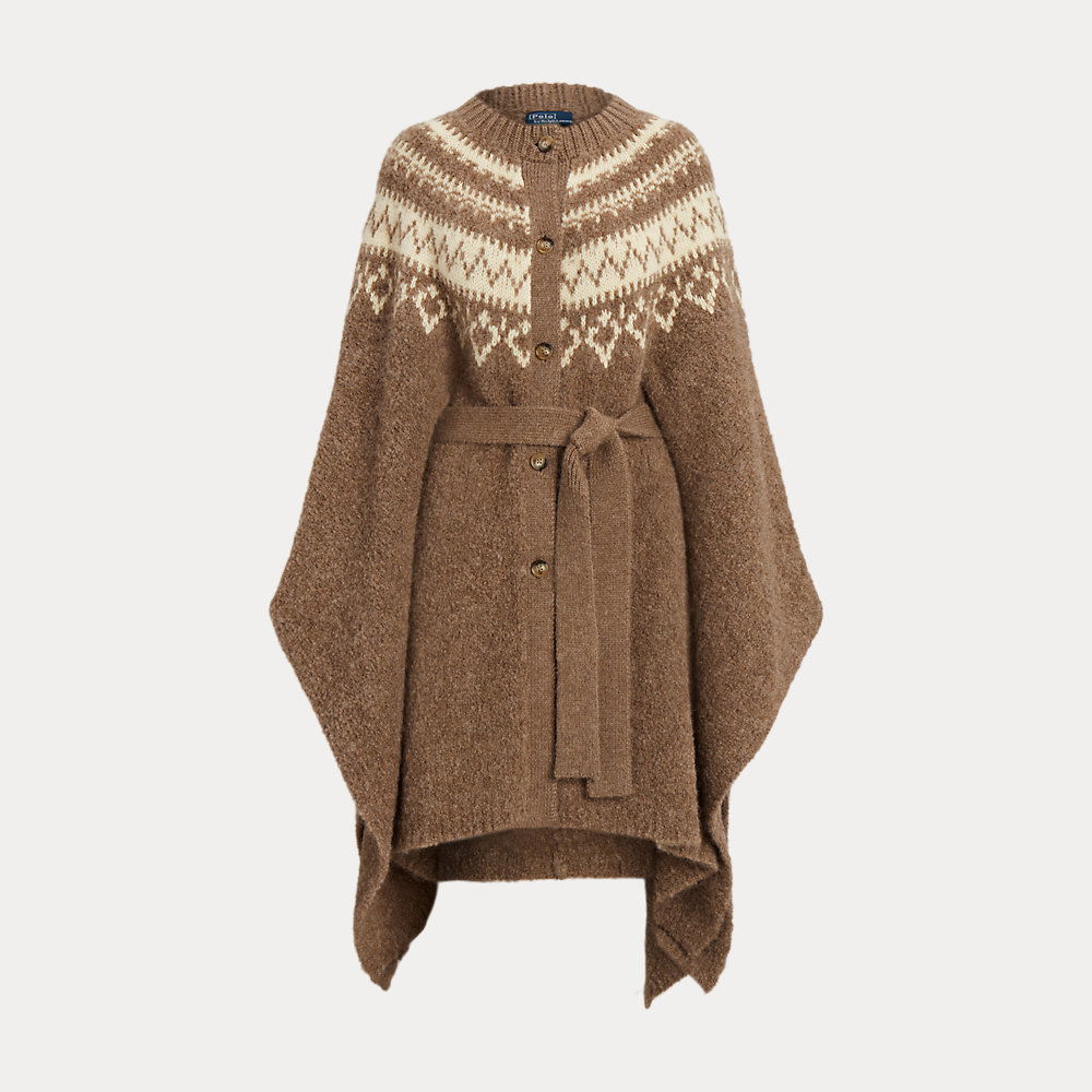 POLO RALPH LAUREN Fair Isle Wool-Blend Cape Cardigan in Grey | endource