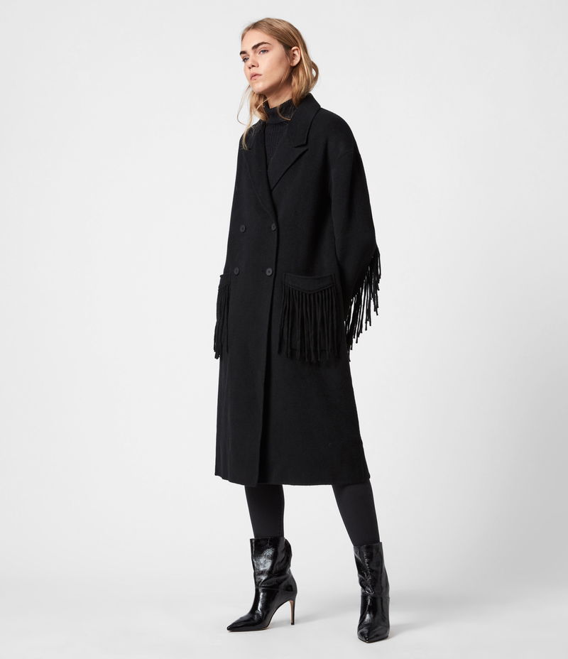 ALLSAINTS Freya Wool Blend Coat in Black | Endource