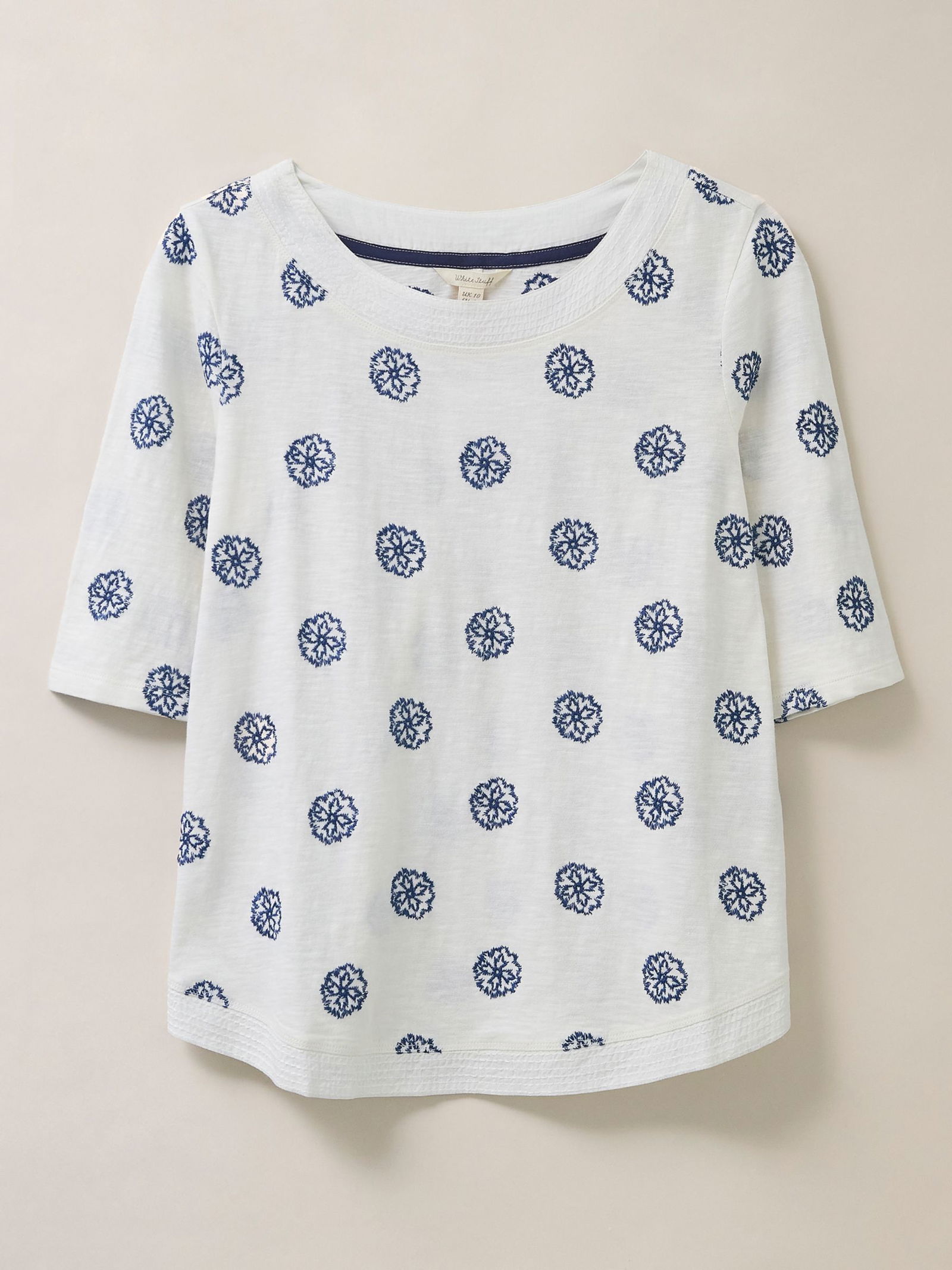 WHITE STUFF Weaver Embroidered Top in White/Blue | endource