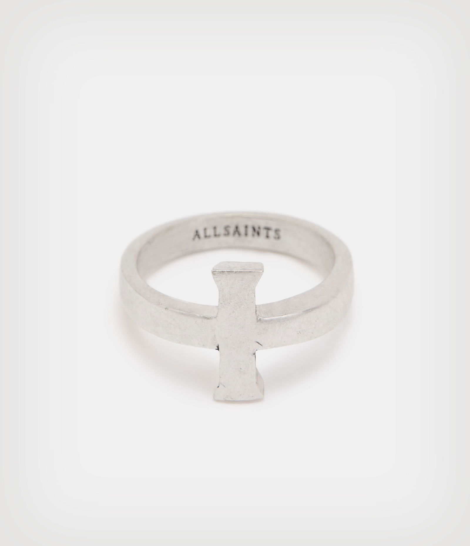 ALLSAINTS Stavros Cross Sterling Silver Ring in Warm Silver | endource
