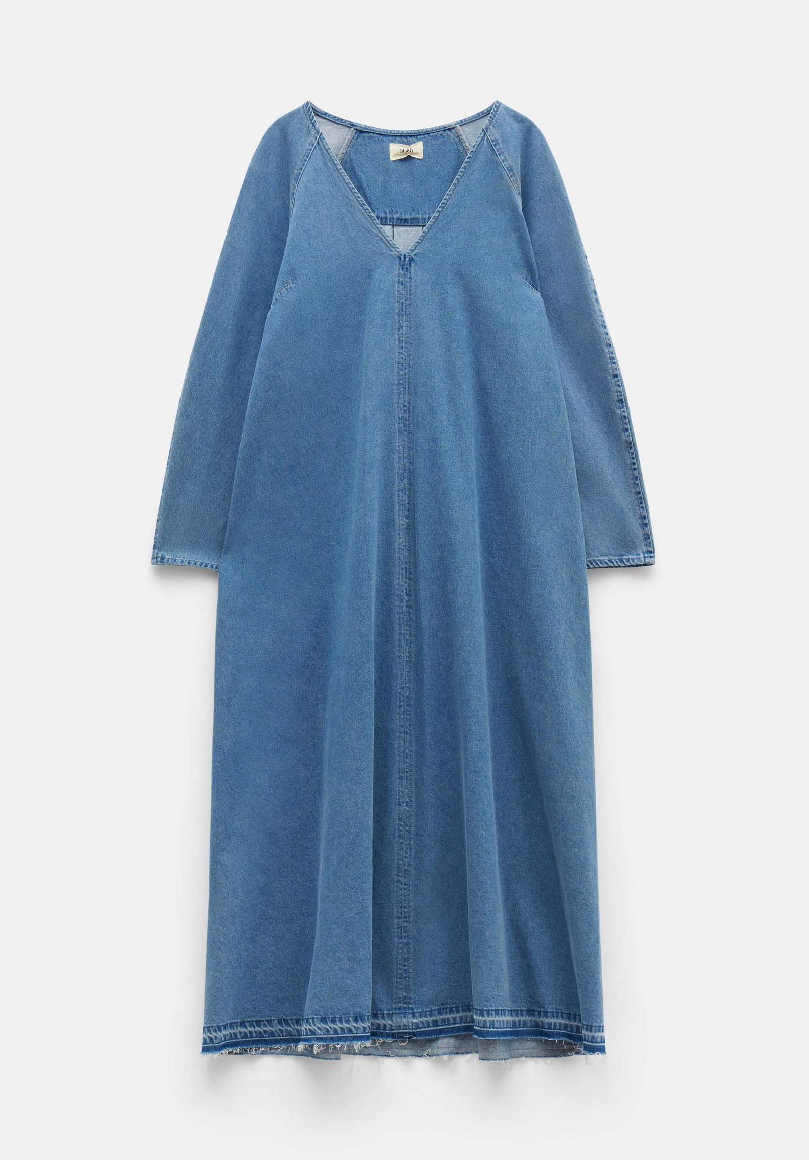 HUSH Marina V-Neck Denim Maxi Dress | endource