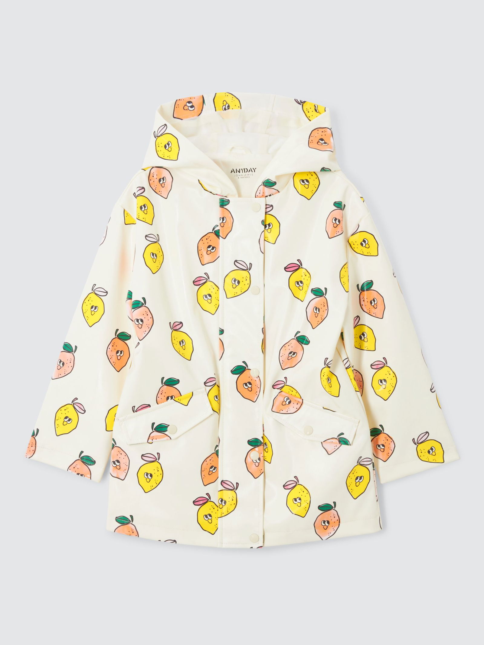 JOHN LEWIS ANYDAY Colour Changing Lemon Print Raincoat in White | endource