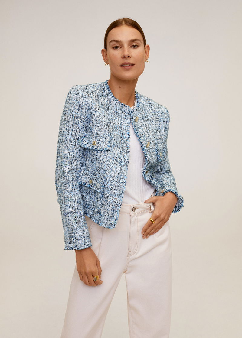 MANGO Tweed Jacket in Blue | endource