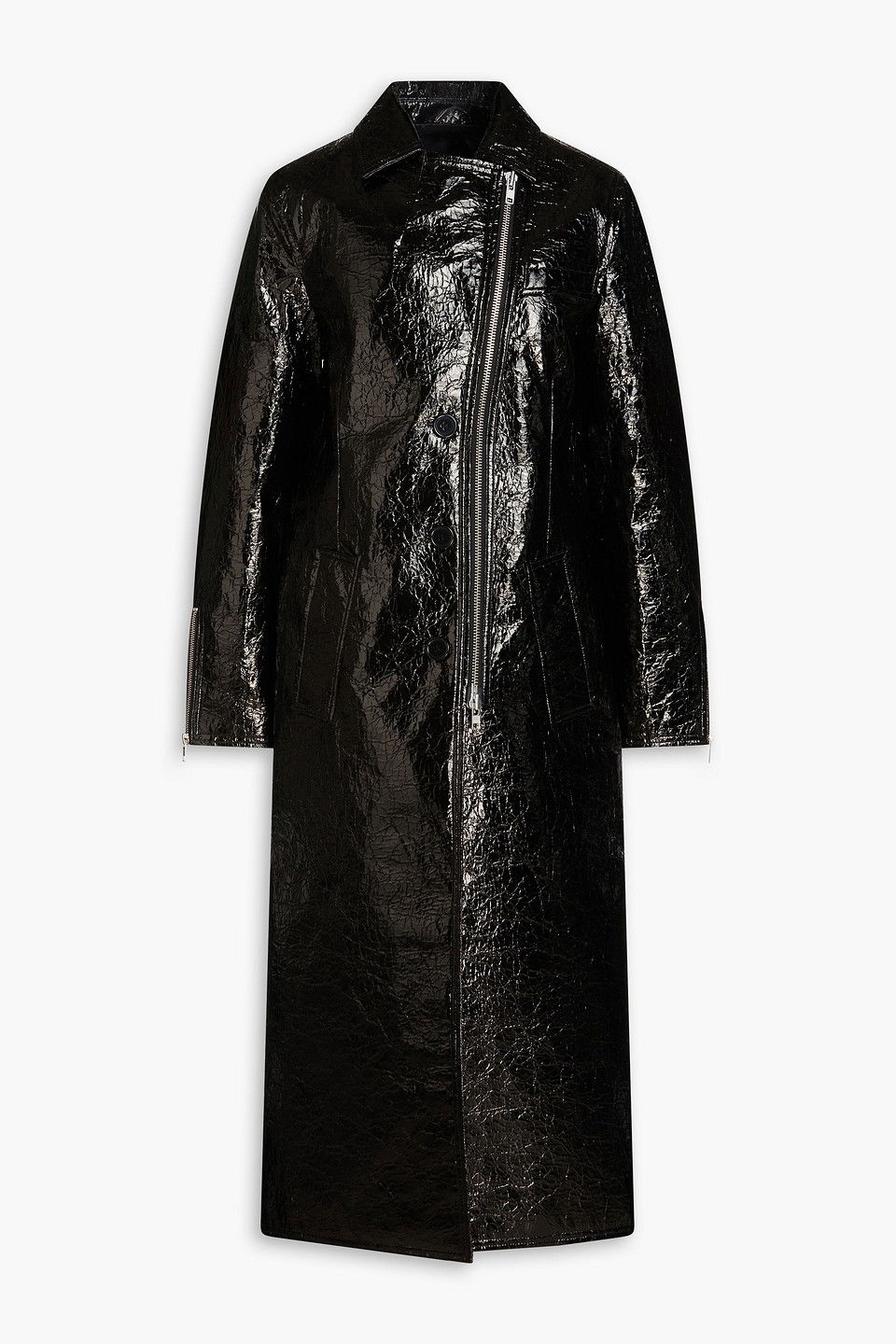 STAND STUDIO Crombie Faux Patent-Leather Coat | endource