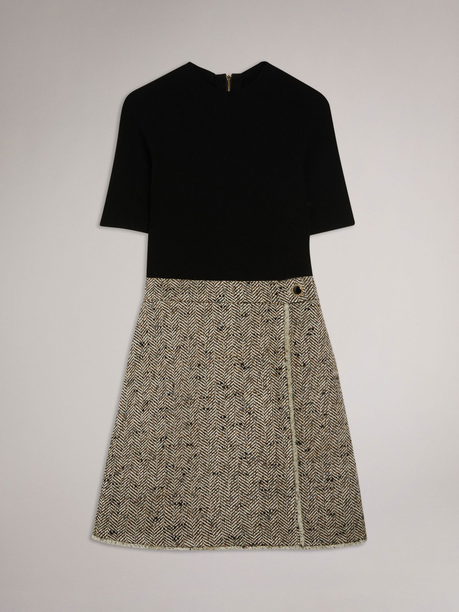 TED BAKER Feliod Mini Mockable Dress in Black/Multi | endource