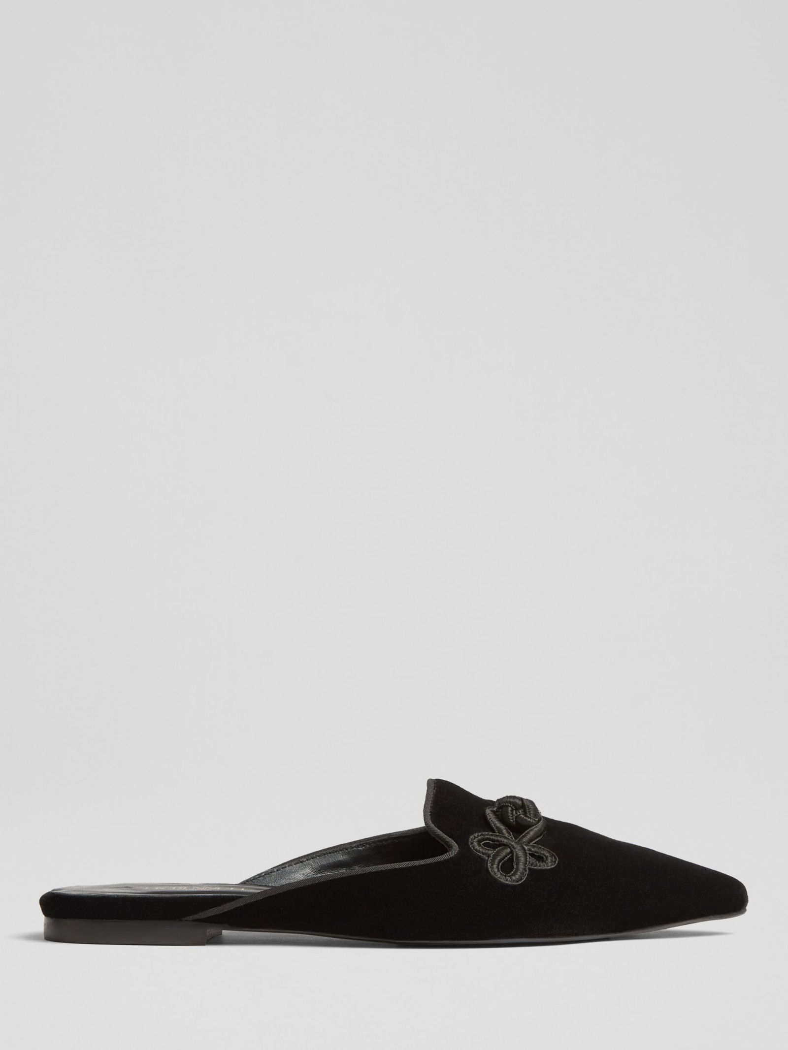 L.K. BENNETT Delta Velvet Slip On Loafers in Black | endource