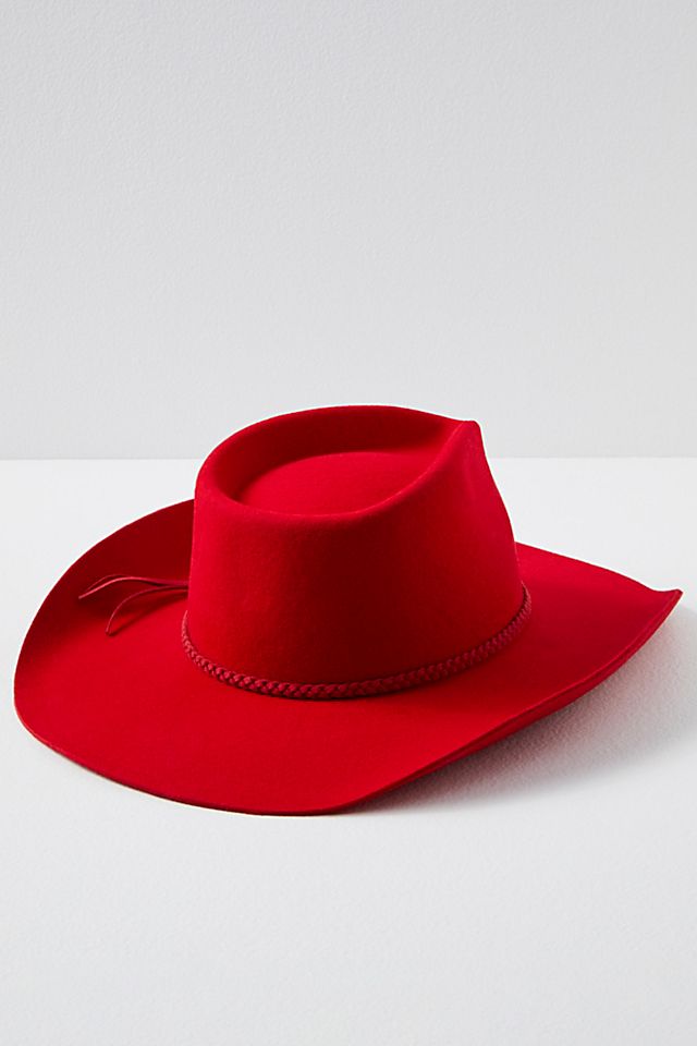FREE PEOPLE Adelaide Felt Cowboy Hat in Red | Endource