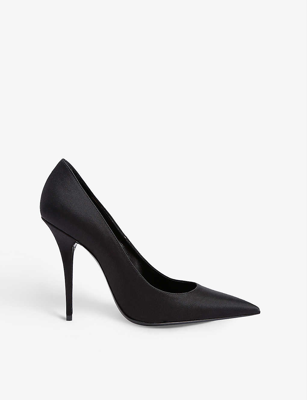SAINT LAURENT Marylin Satin Heeled Stilettos in BLACK | endource