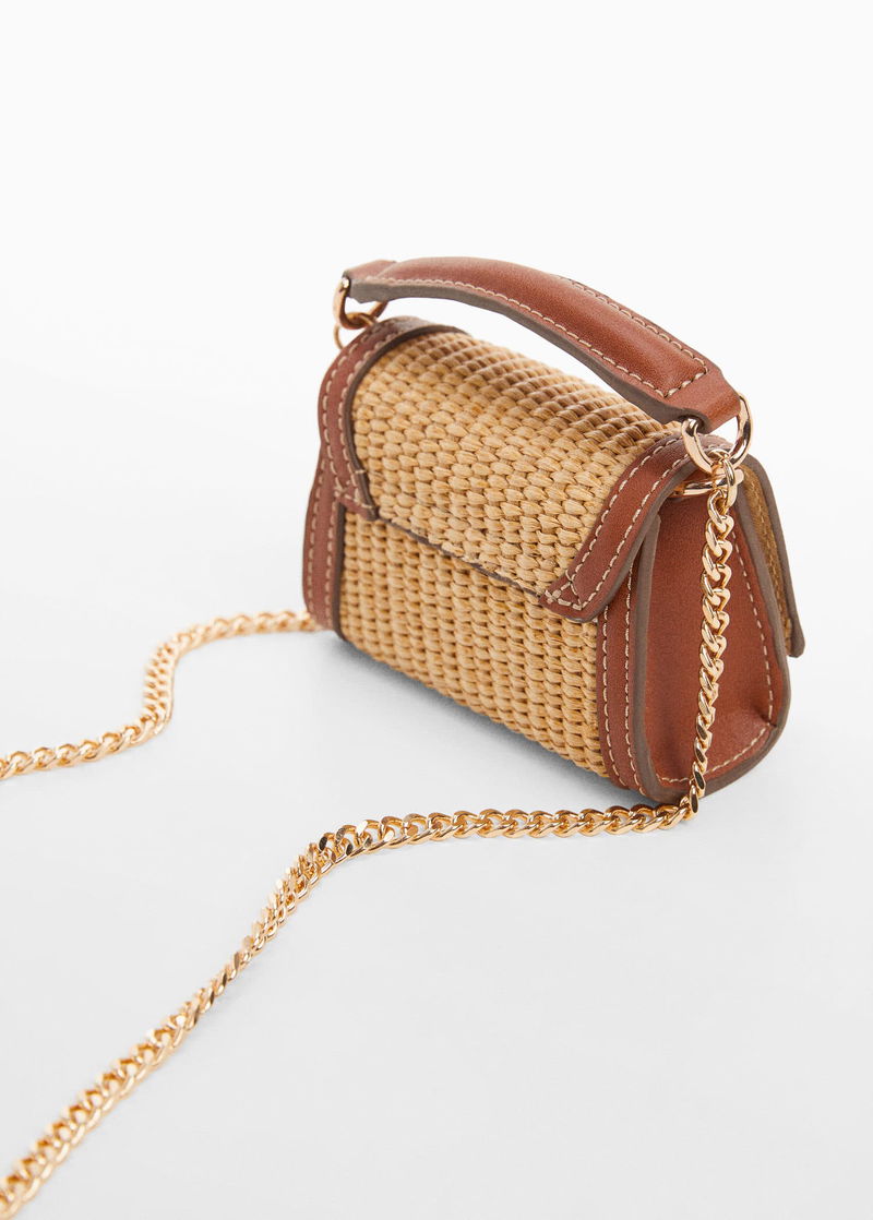 MANGO Raffia Effect Purse in Leather | endource