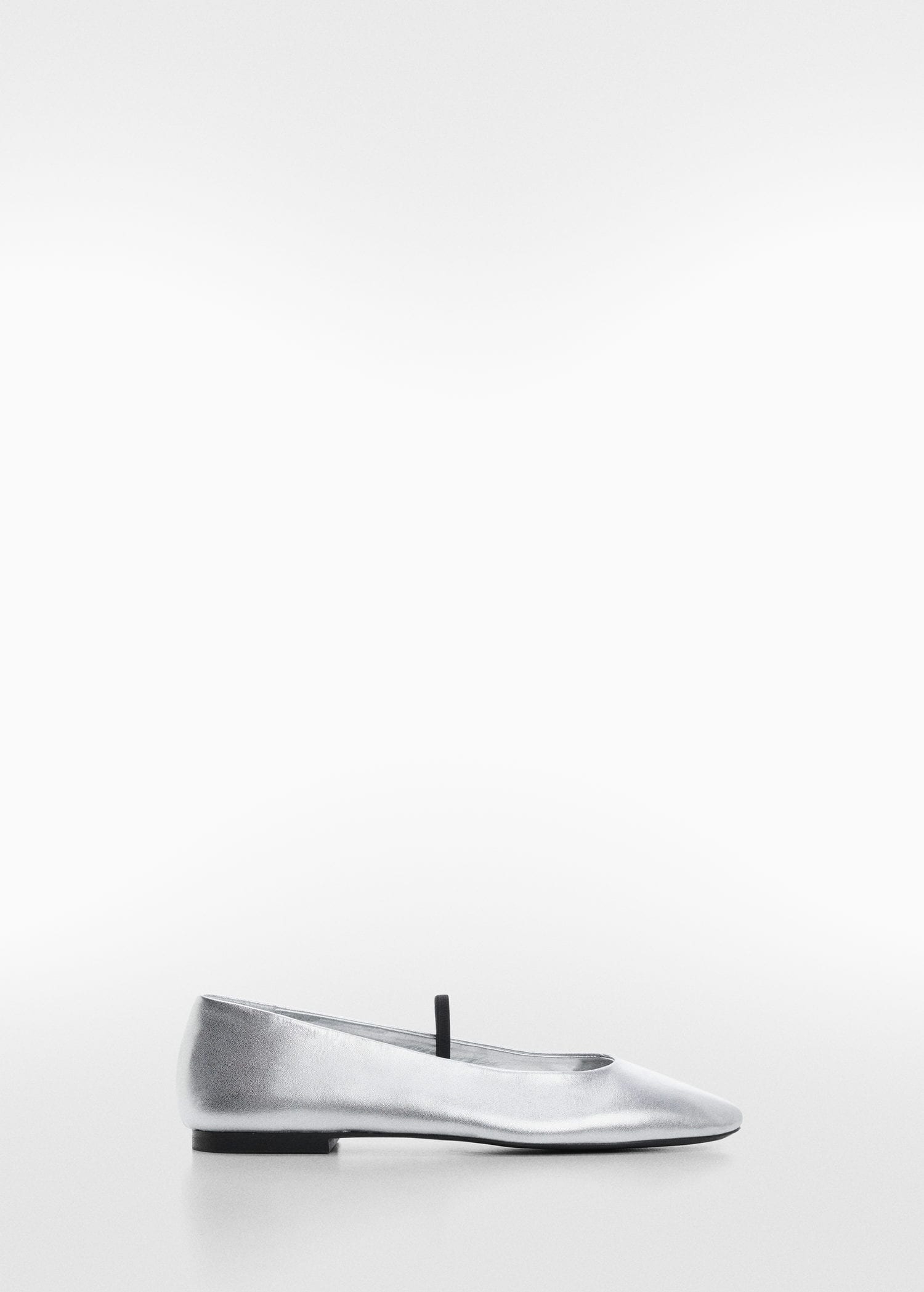 MANGO Metallic Leather Ballerina in Silver | endource